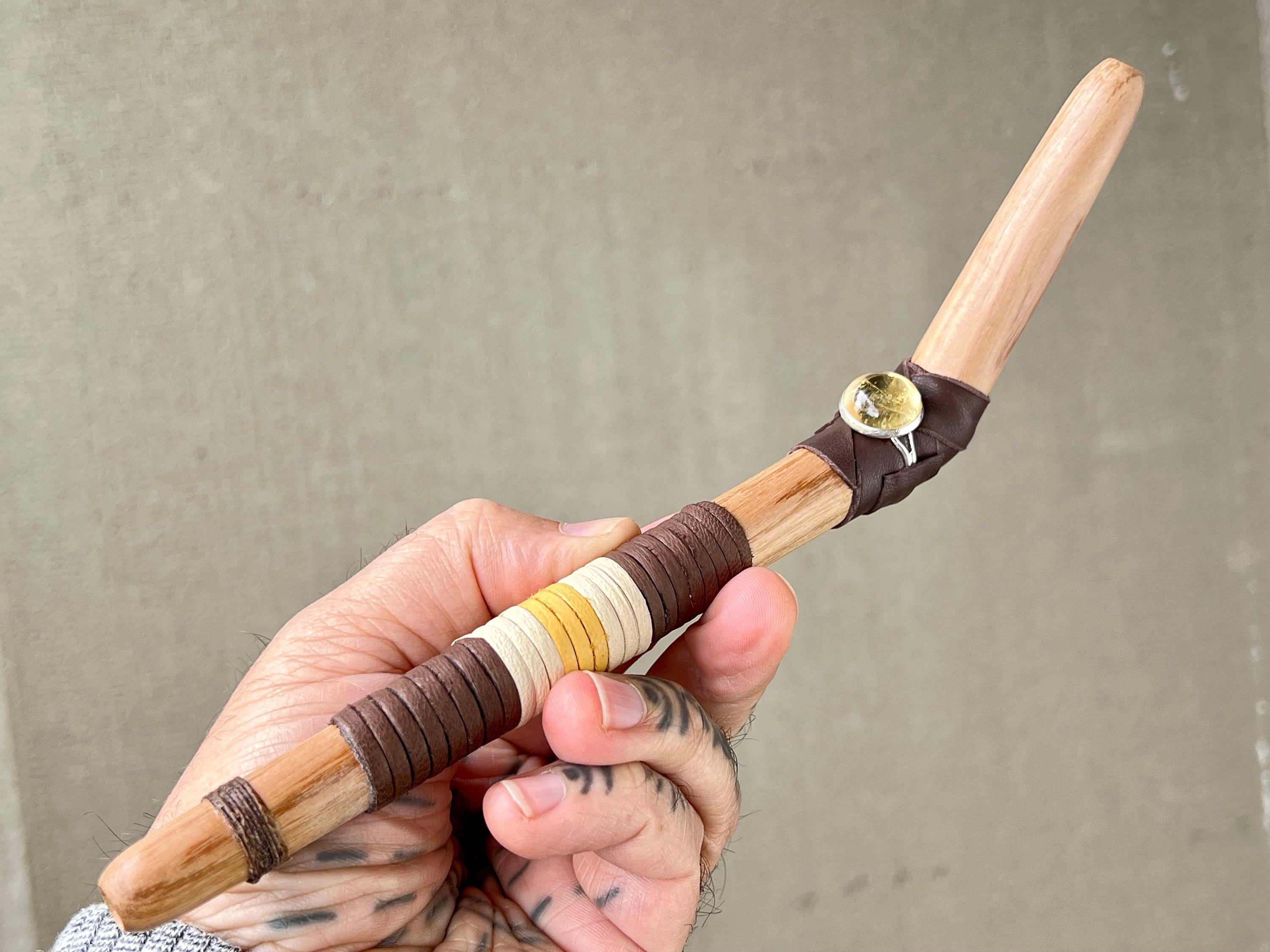 Tepi (kuripe) pipe with Citrine, Solid Wood Tepi, Handcrafted Shamanic ...