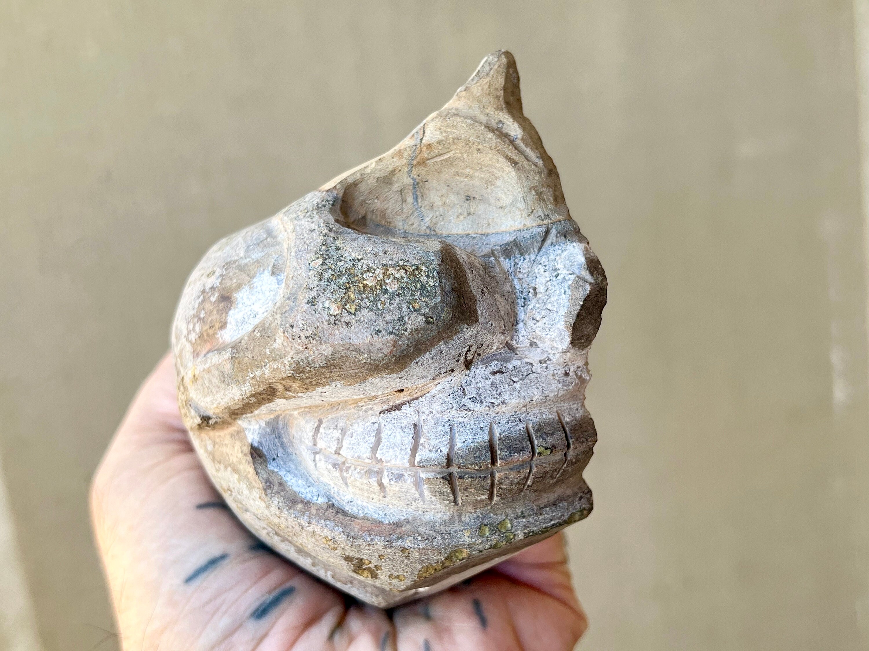 Carved Stone Skull, Stone, Amethyst and Quartz Crystal Skull Geode from ...