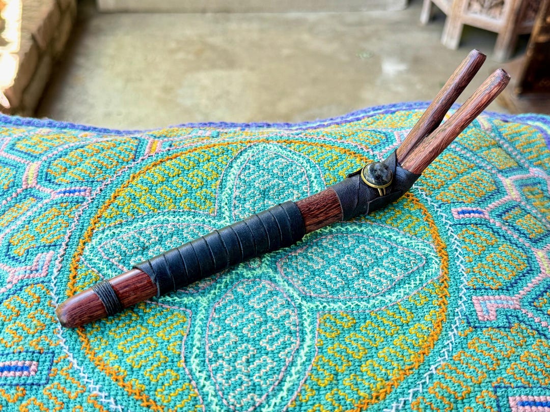 Double Tepi Pipe With Black Moonstone, Traditional Shamanic Applicator ...