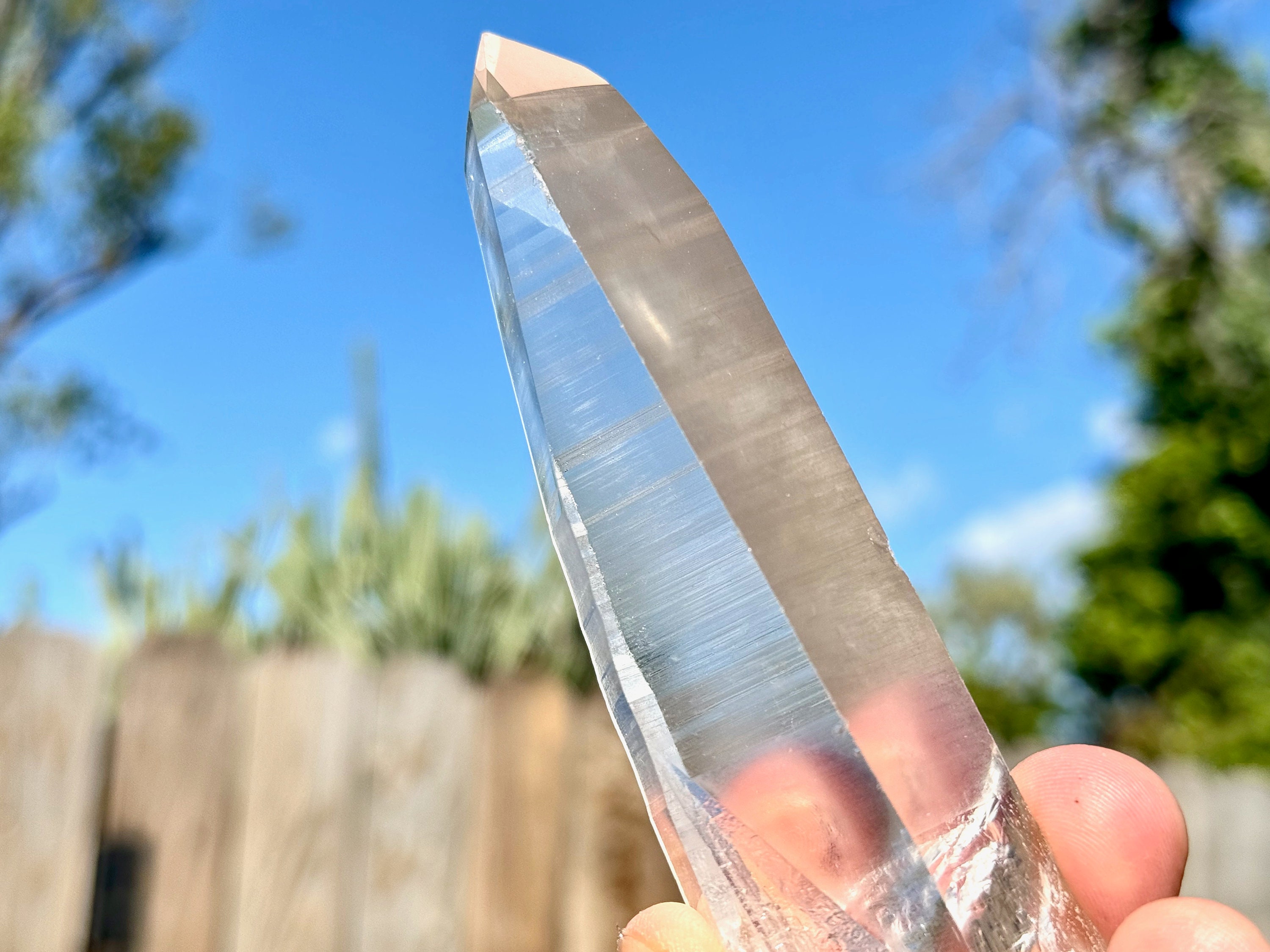 Blue Needle Lemurian Quartz, 142g, New Find, Water Clear Lemurian with ...