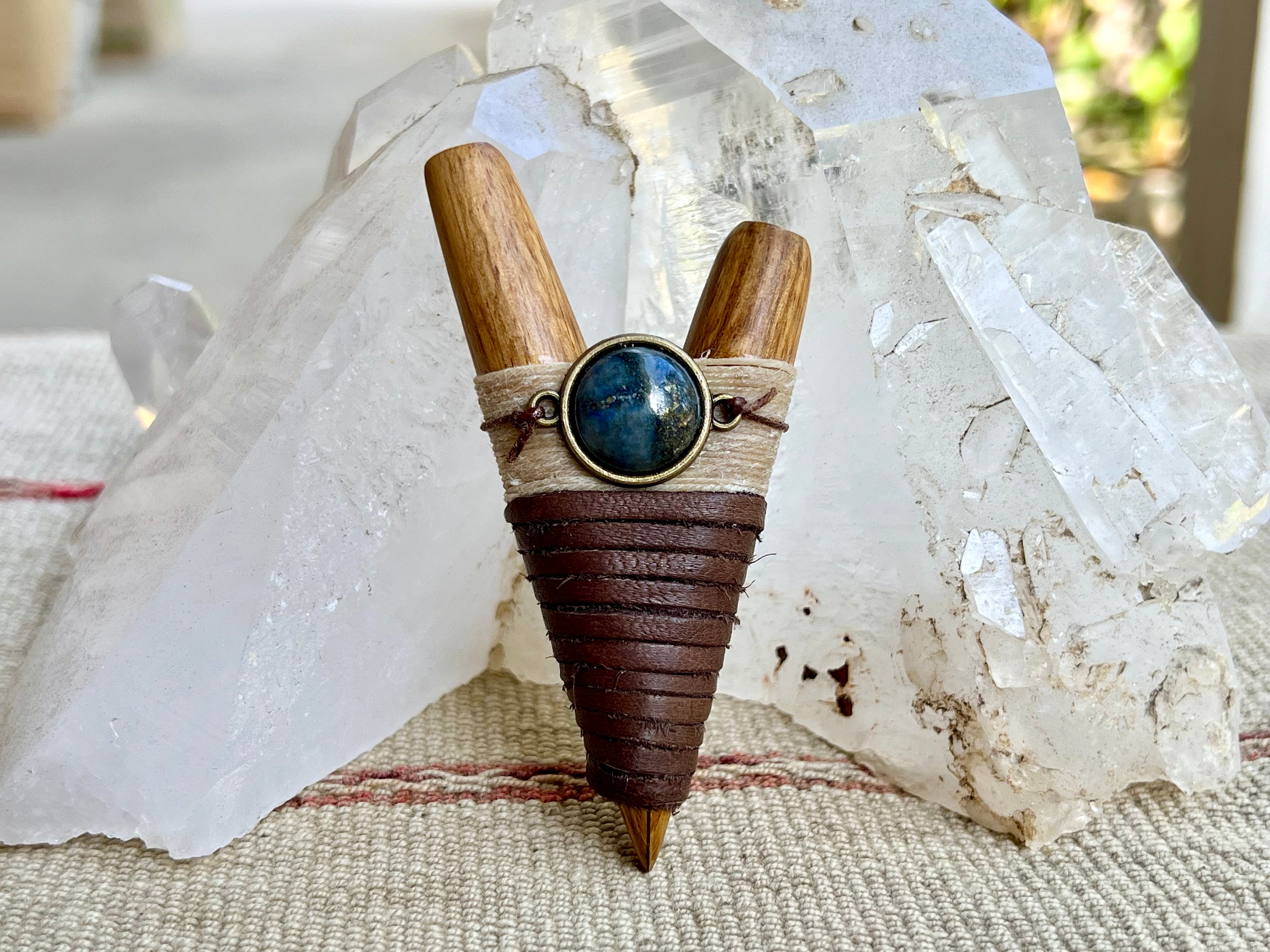 Kuripe, Solid Wood Kuripe with Lapis Lazuli, shamanic snuff self ...