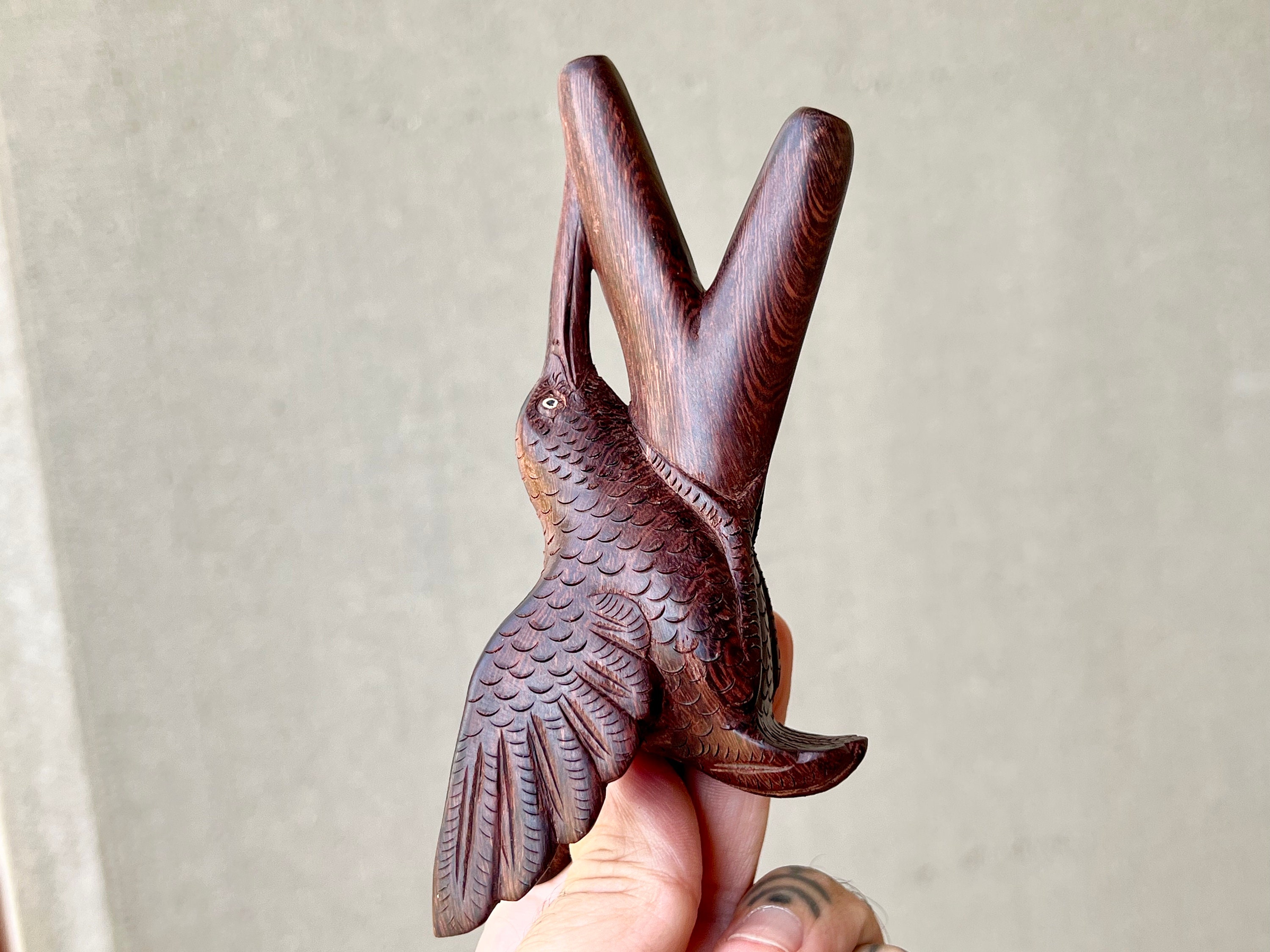 Hummingbird Kuripe, Single Block, Solid Ebony Wood Kuripe, Hand Carved ...