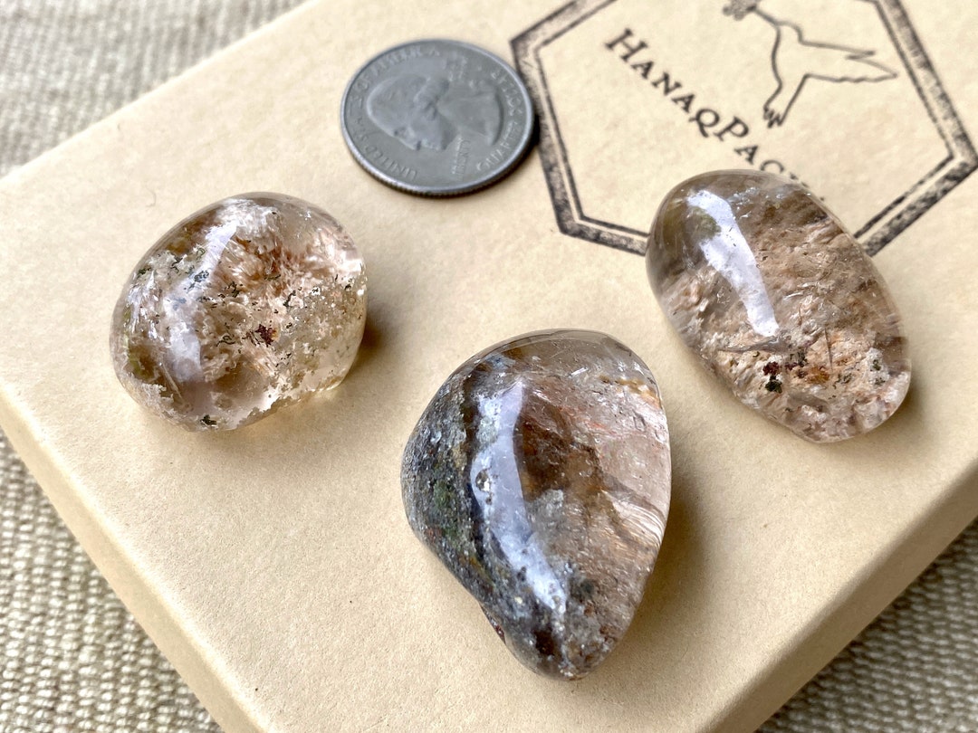 Lodolite Quartz Dome Lot With Colorful Inclusions, 3 Pieces, Polished ...
