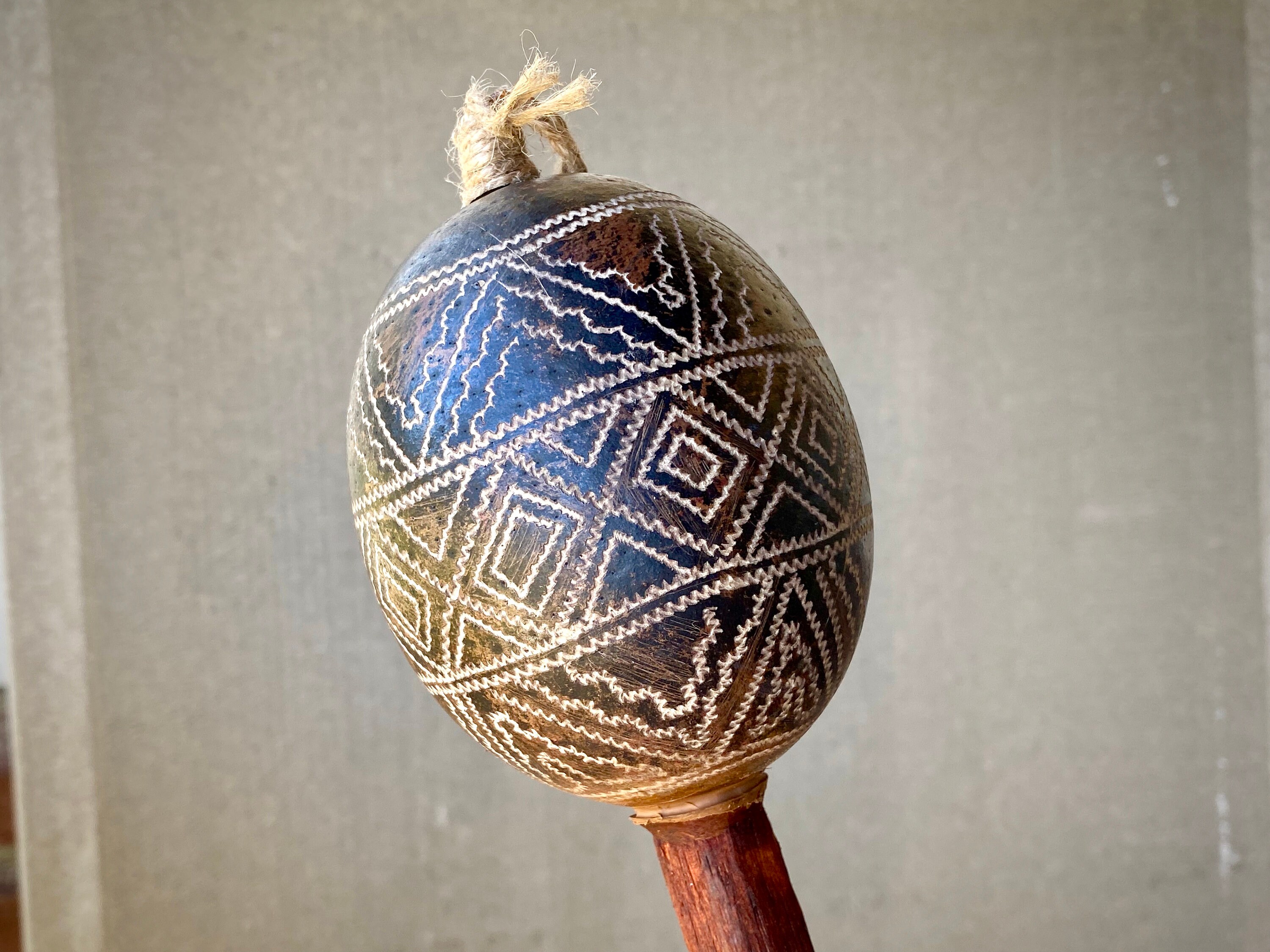 Shaman Rattle, Traditional Shipibo Gourd Rattle with Ayahuasca Vine ...