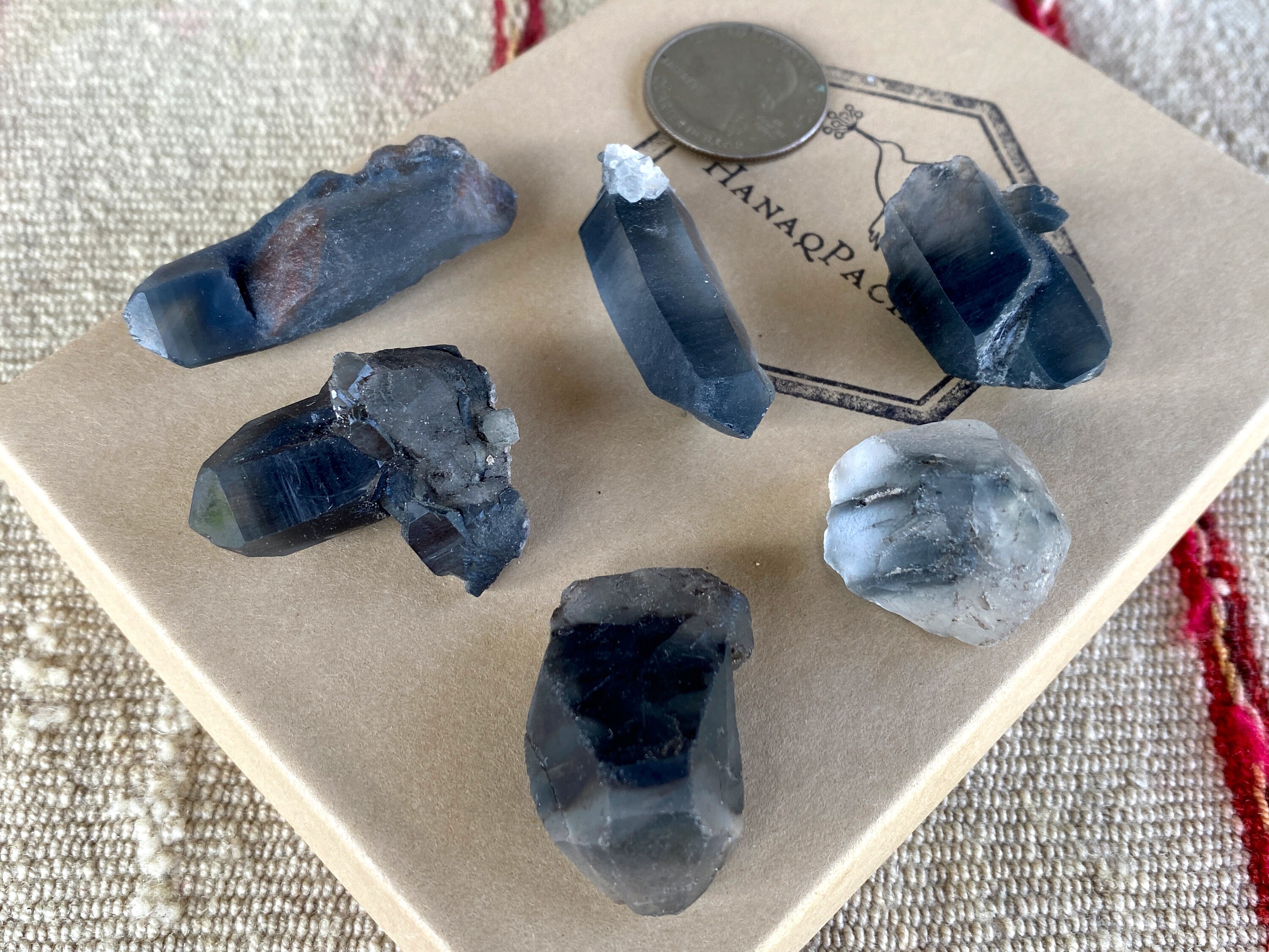 Blue Tara Quartz Lot, 6 Pieces with Vibrant Blue Riebeckite Inclusions ...