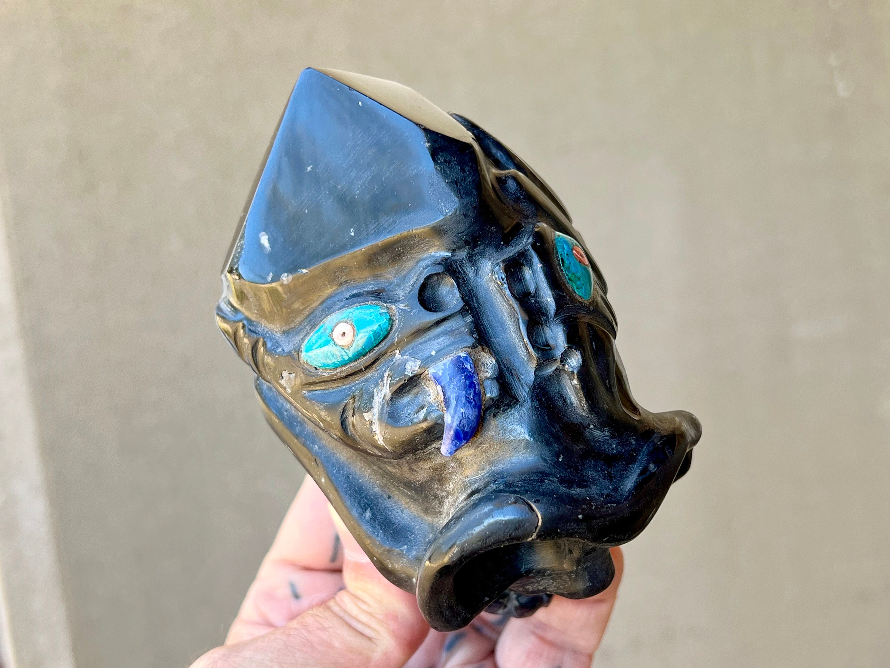 Black Obsidian Skull by José Aguilar, Carved Crystal Skull with Condor ...