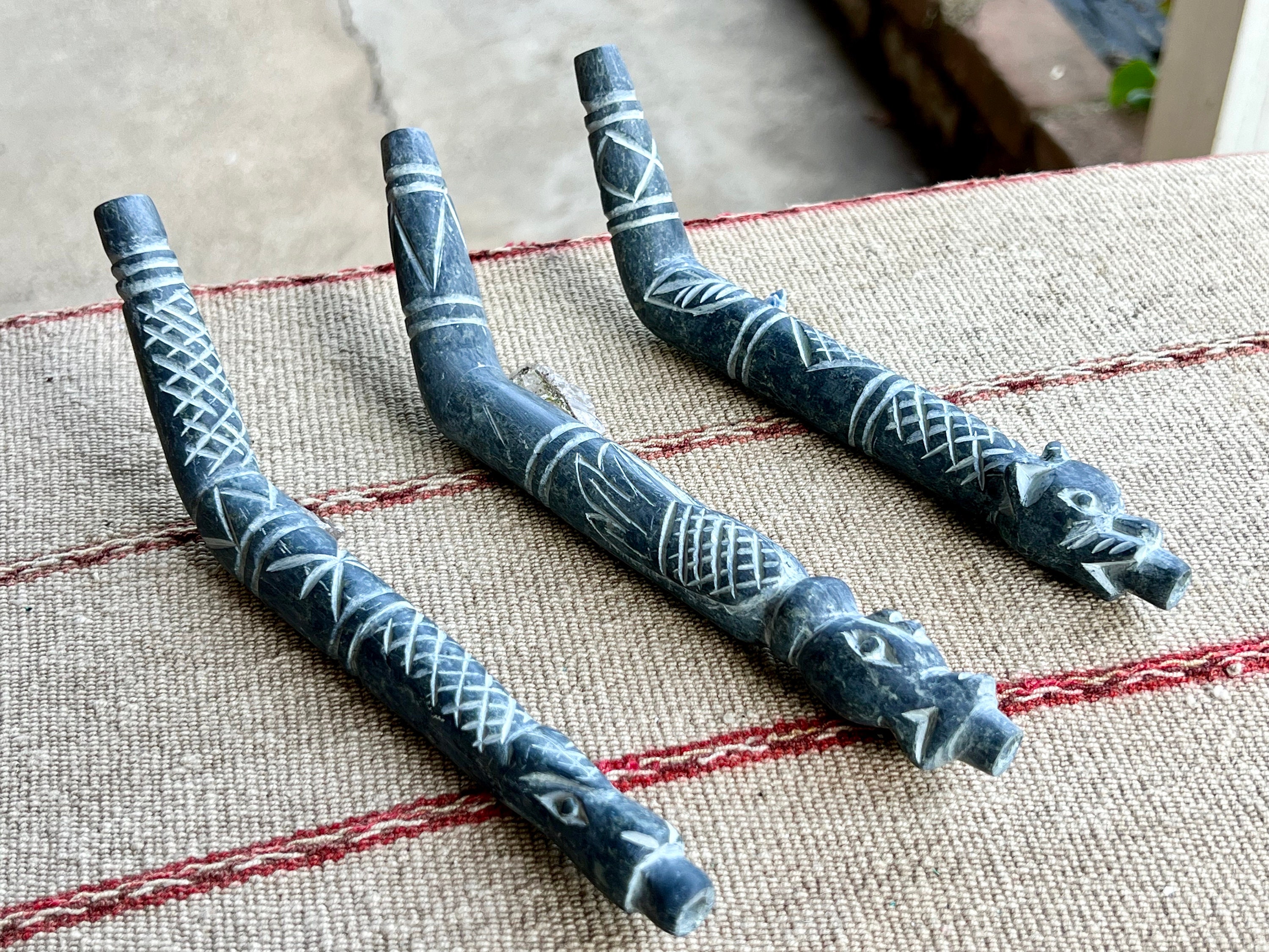 Andean Tepi Pipe, Carved Stone Tepi, Your Choice of Serpent, Condor or ...