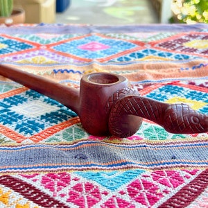 Mapacho Pipe, Hand Carved Serpent Pipe, Solid Wood Ceremonial Tobacco ...