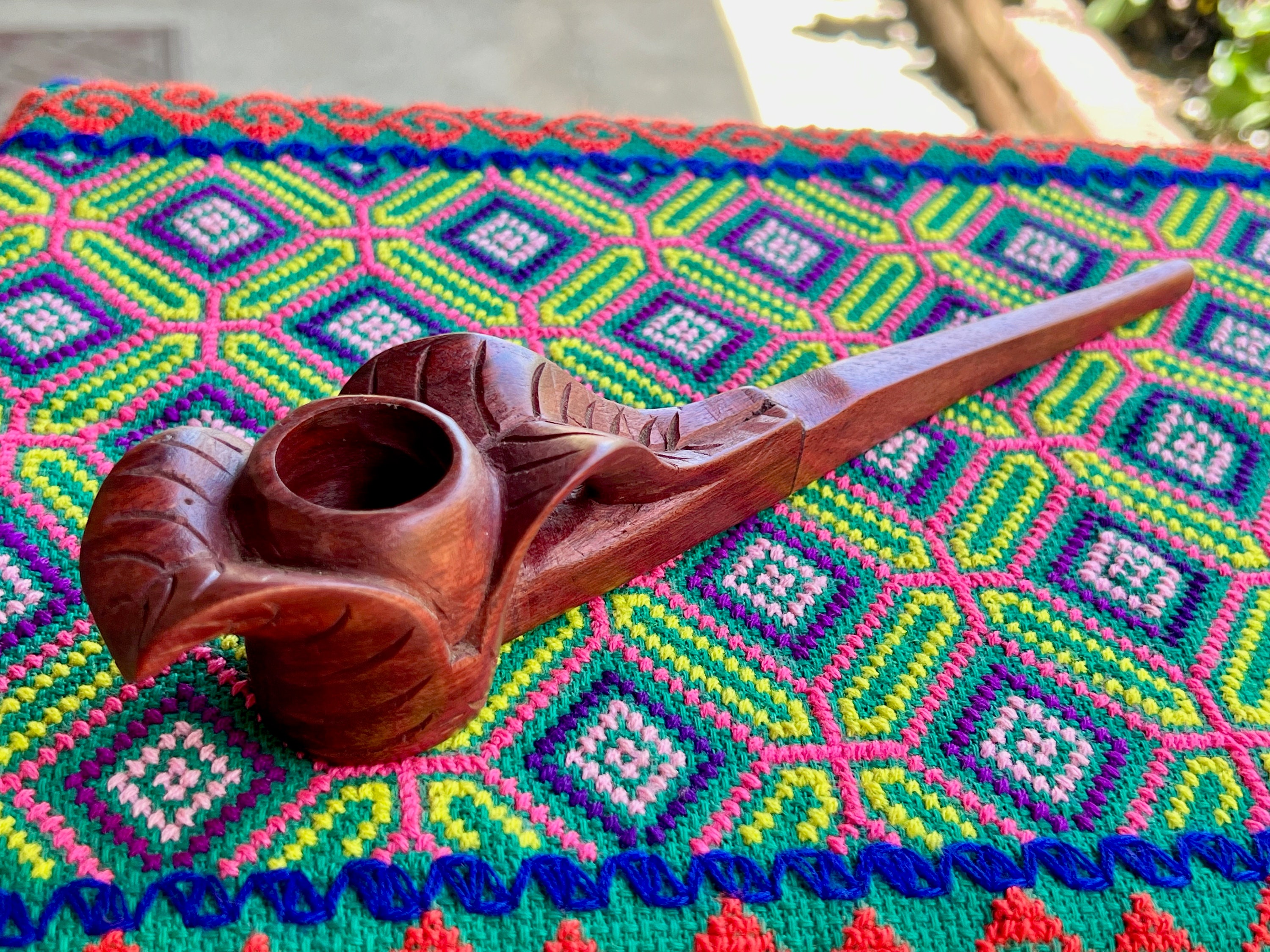 Mapacho Pipe by Peruvian Artist Juan Civis, Traditional Shipibo Pipe ...