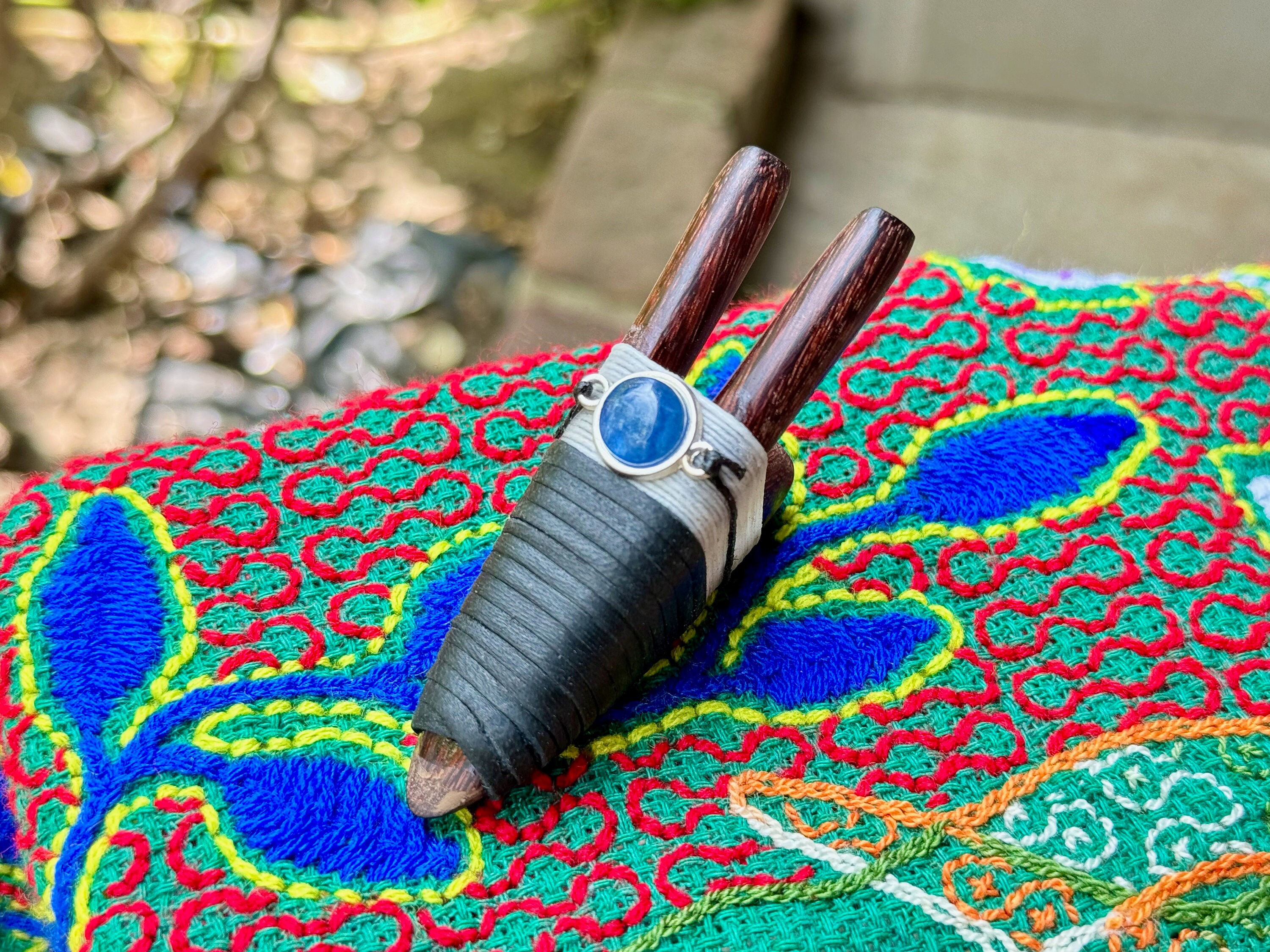 Double Kuripe Pipe, Handcrafted Natural Dark Wood Double Barrel Kuripe ...