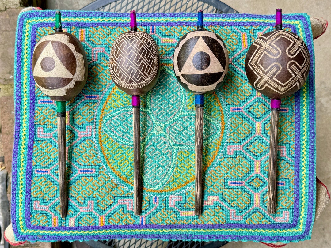 Shipibo Gourd Chakana Rattle From the Peruvian Amazon, Traditional ...
