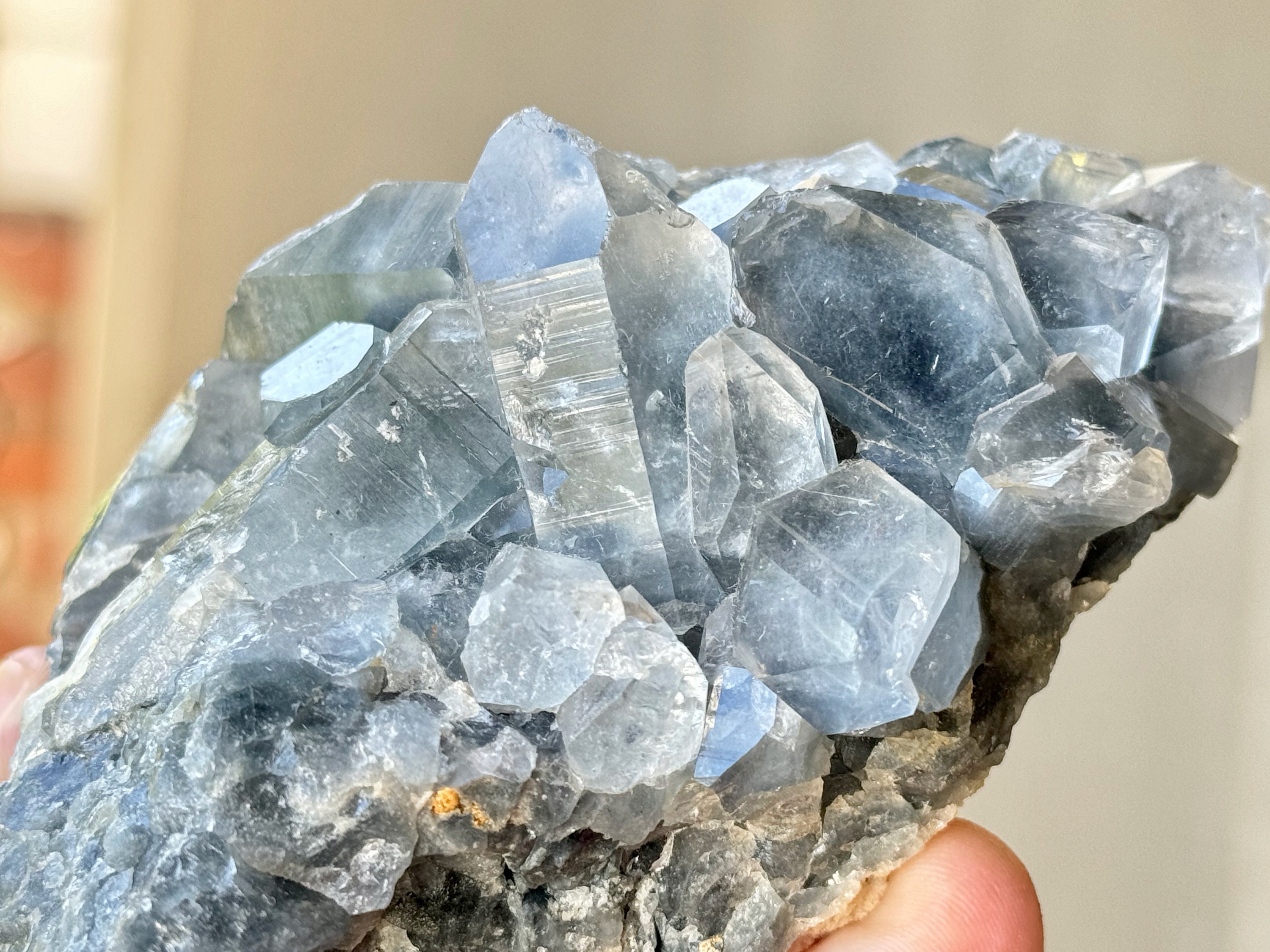 Blue Tara Quartz Cluster with Vibrant Blue Riebeckite Inclusions, New ...