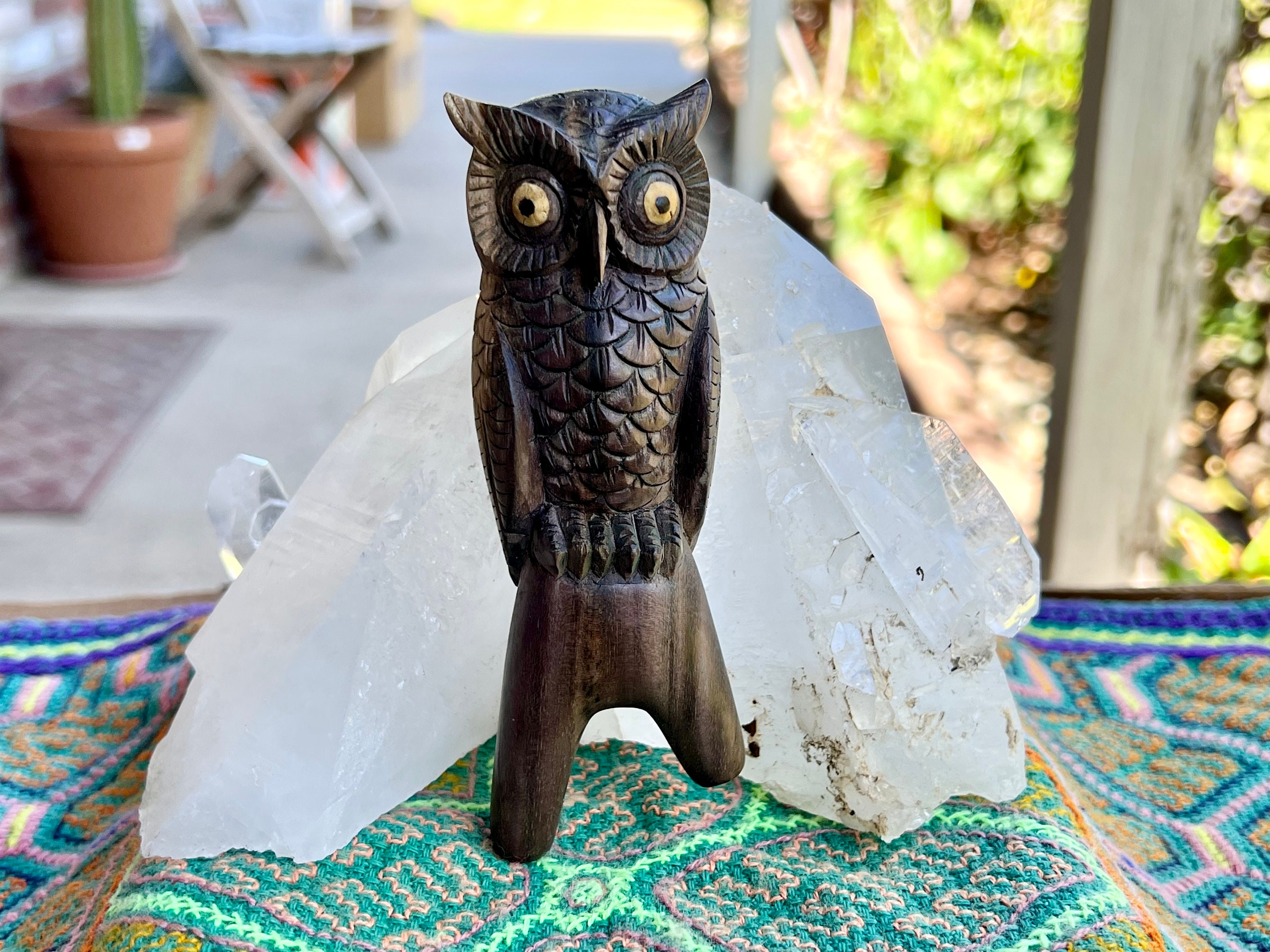 Owl Totem Kuripe, Solid Dark Wood Single Block Kuripe, Hand Carved ...