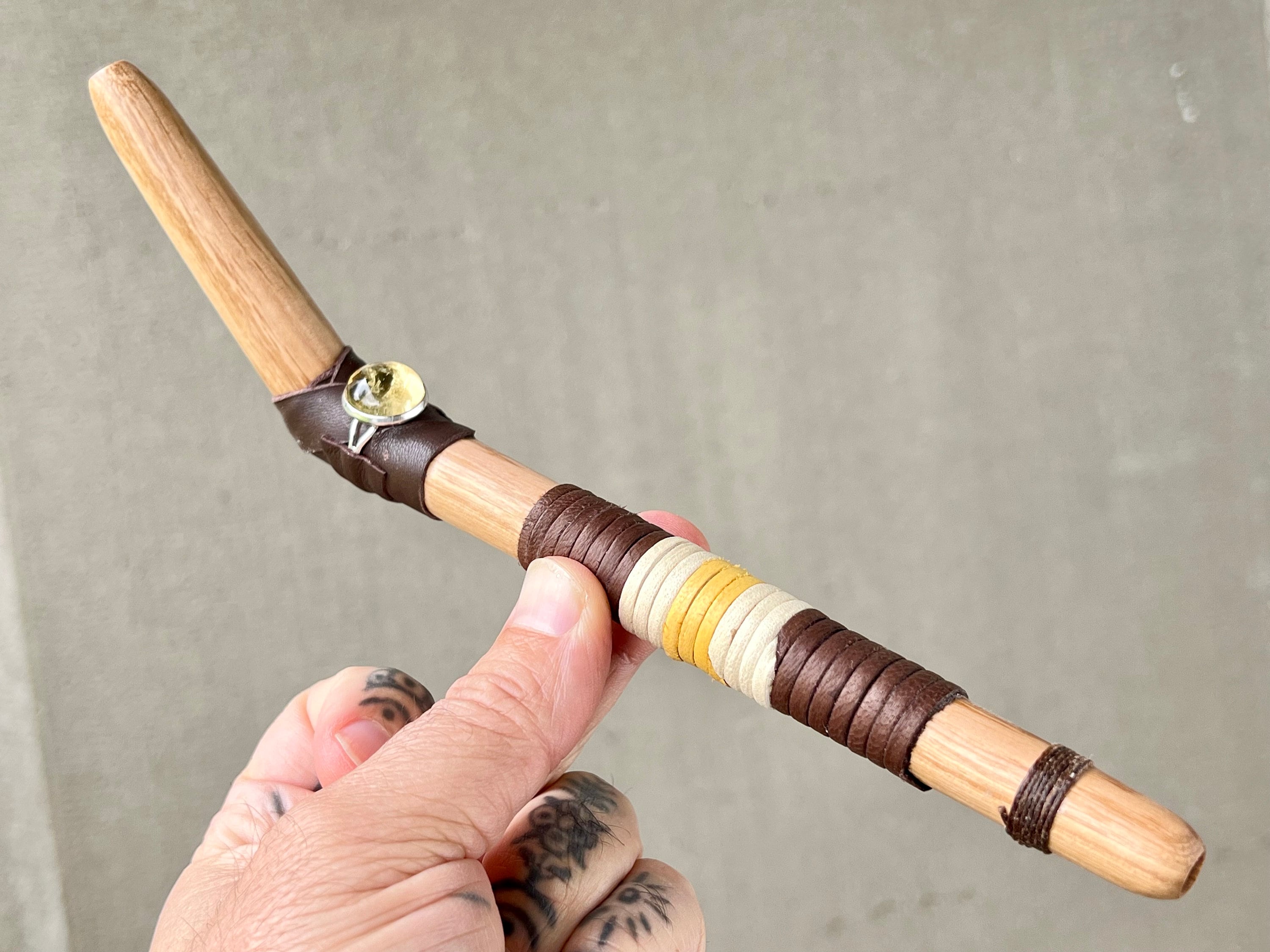 Tepi (kuripe) pipe with Citrine, Solid Wood Tepi, Handcrafted Shamanic ...