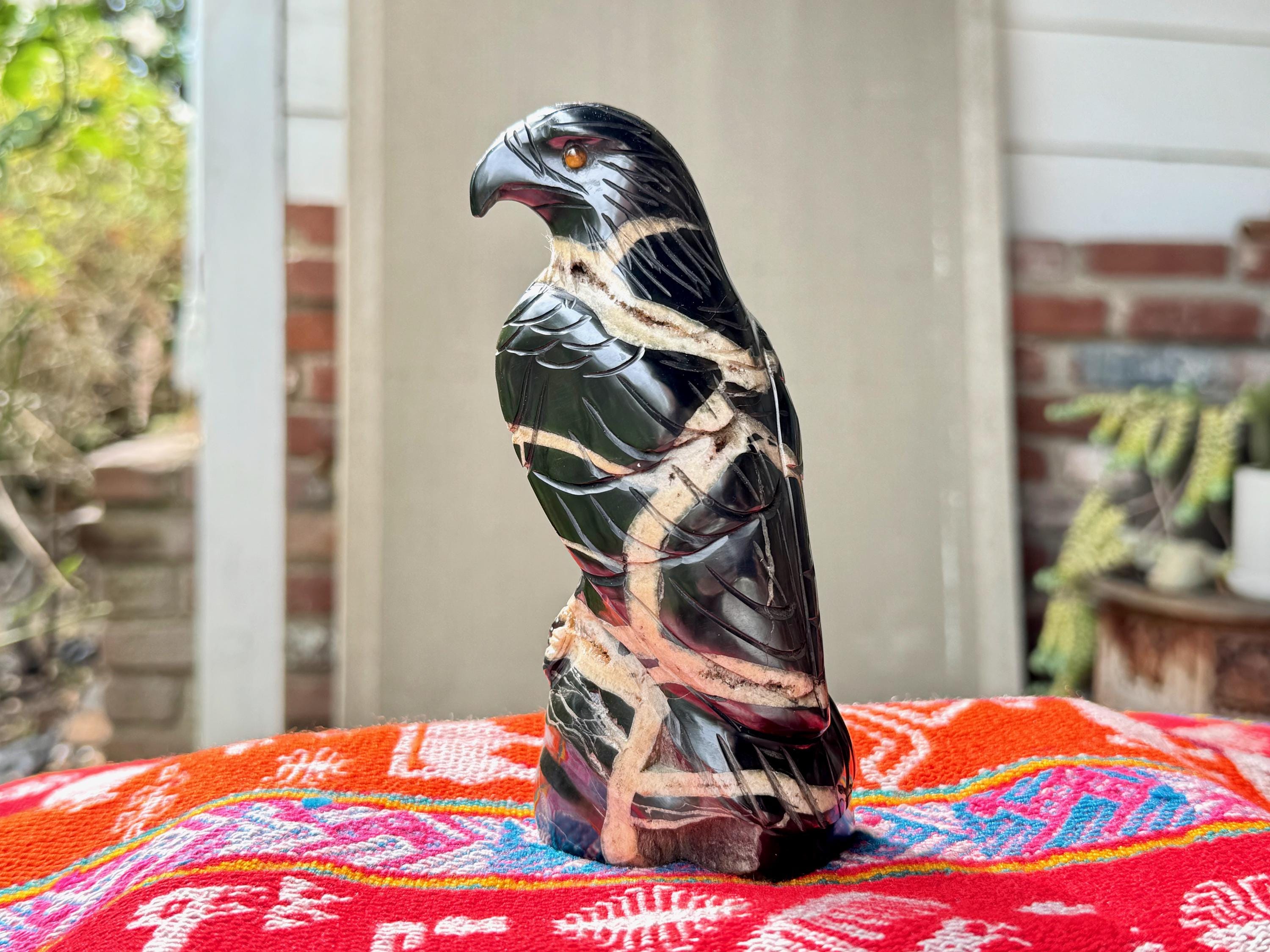 Andean Eagle Statue by Peruvian Artist Ozwaldo Perez, Hand Carved from ...