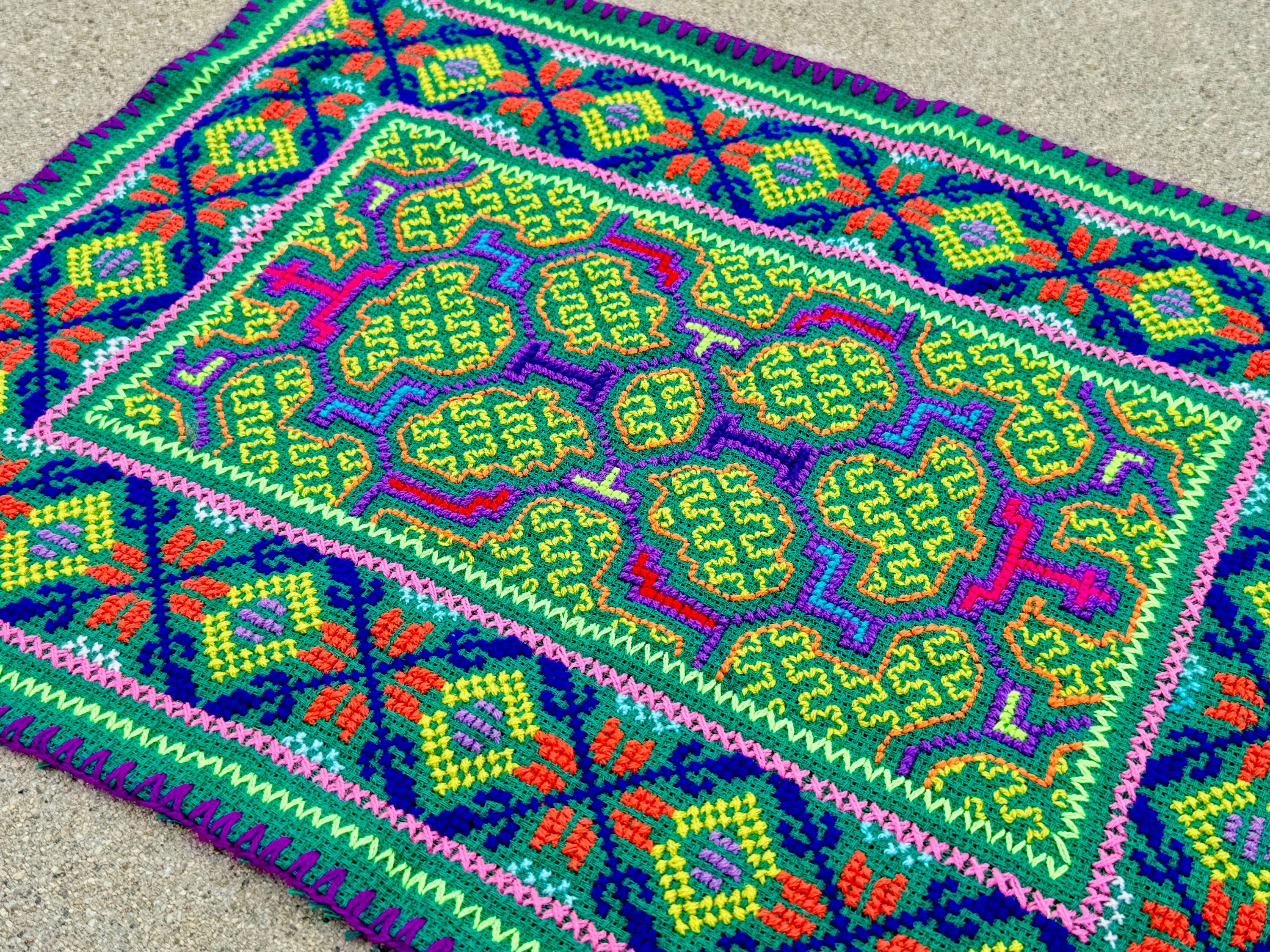 Shipibo Manta Cloth by Peruvian Artist Isabel Franchini, 13.5 x 18.5 ...