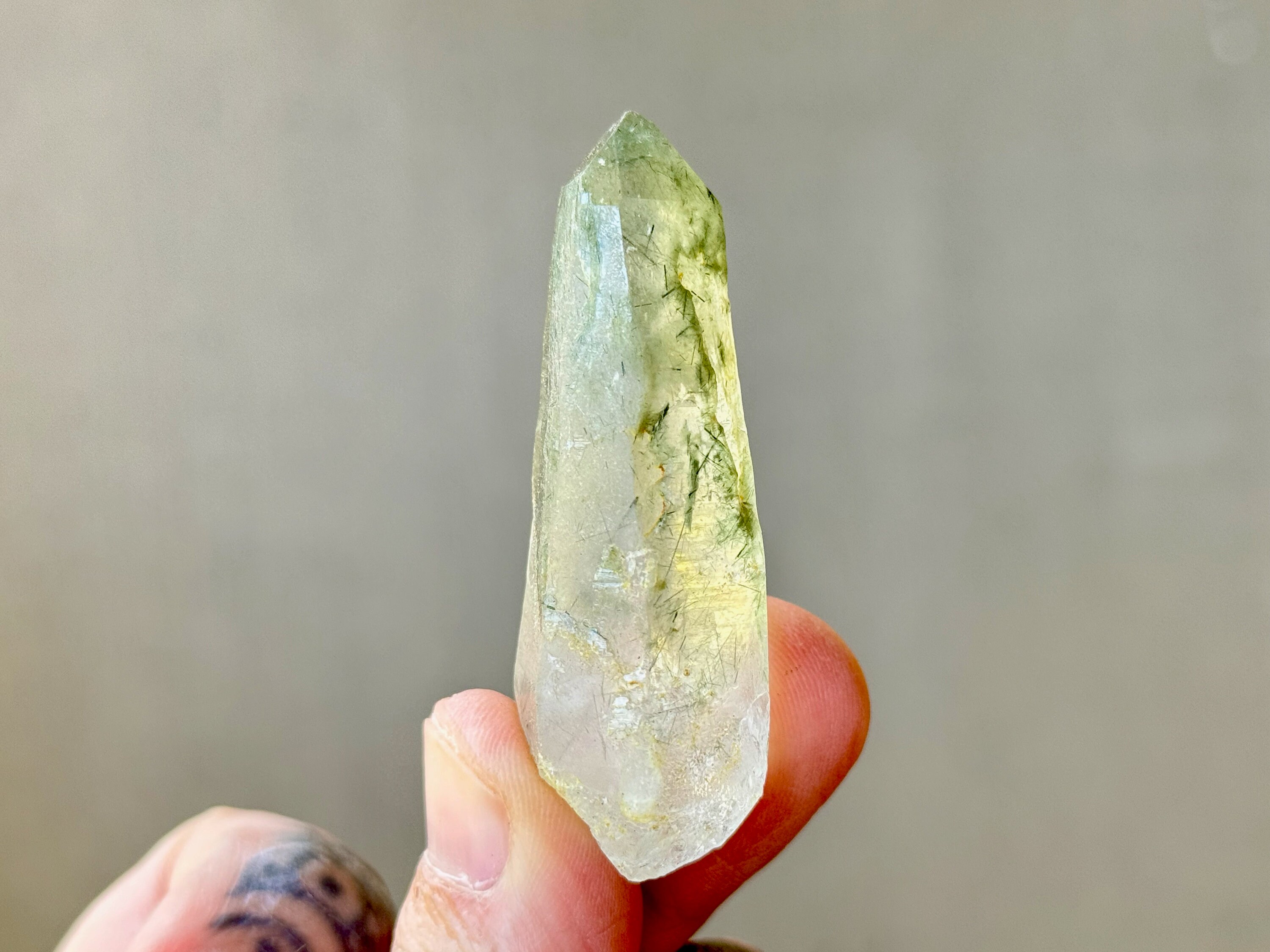 Green Chlorite Quartz with Actinolite Needle Inclusions, New Find ...