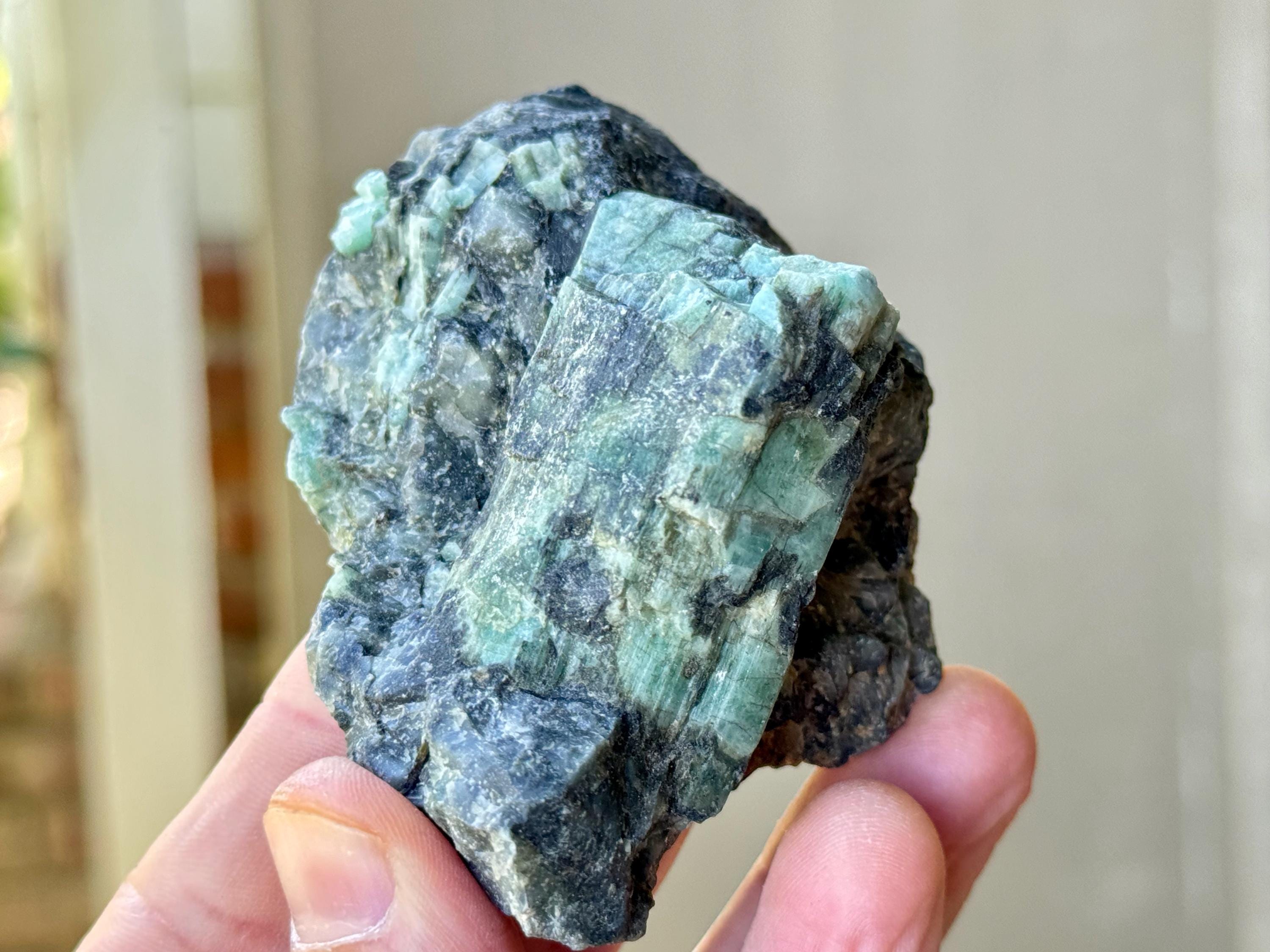 Emerald Cluster in Matrix with Vibrant Green Color, 205g, Rare Find ...