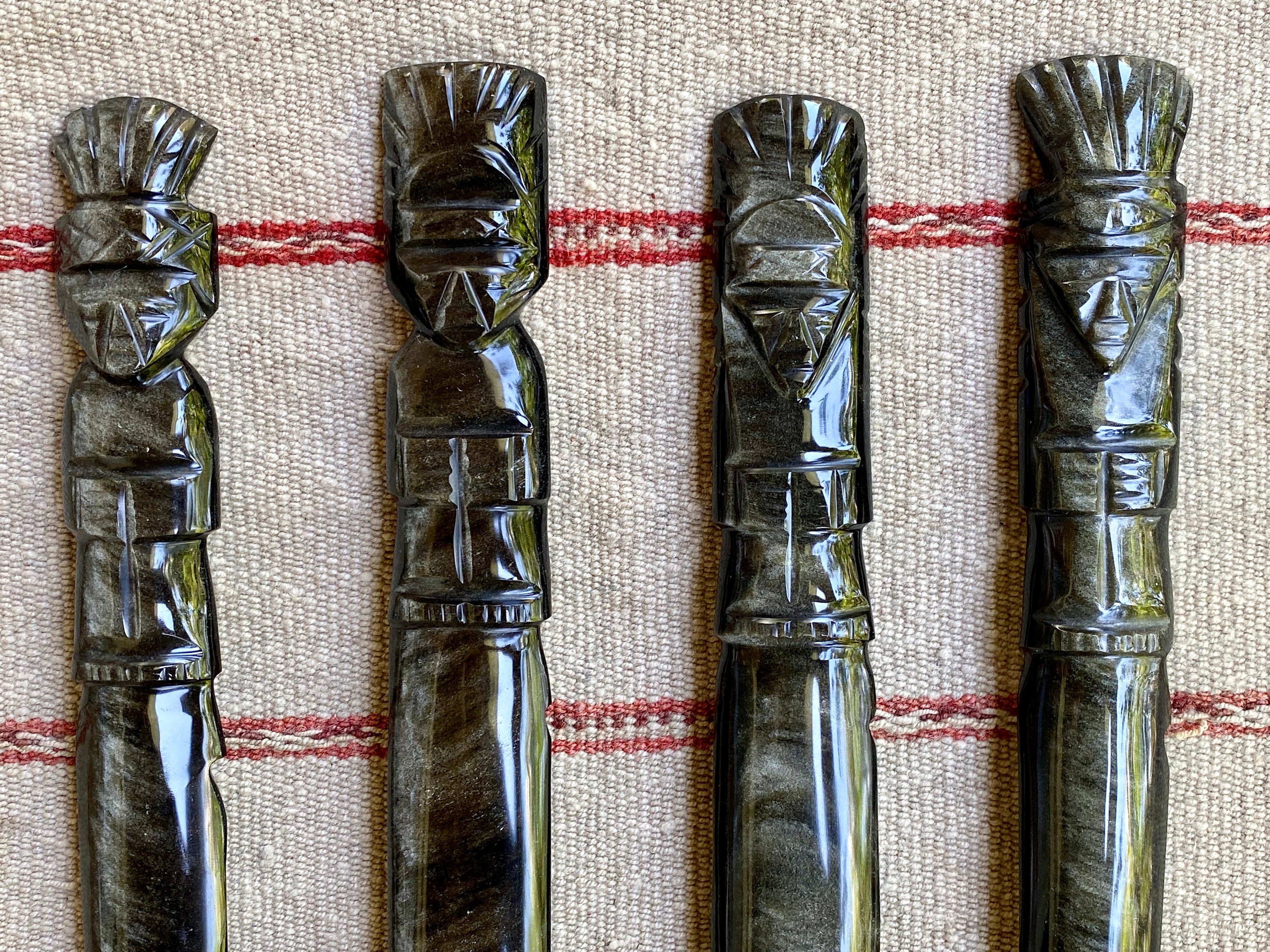 Ceremonial Dagger, Silver Sheen Obsidian Dagger, Mayan Athame ...