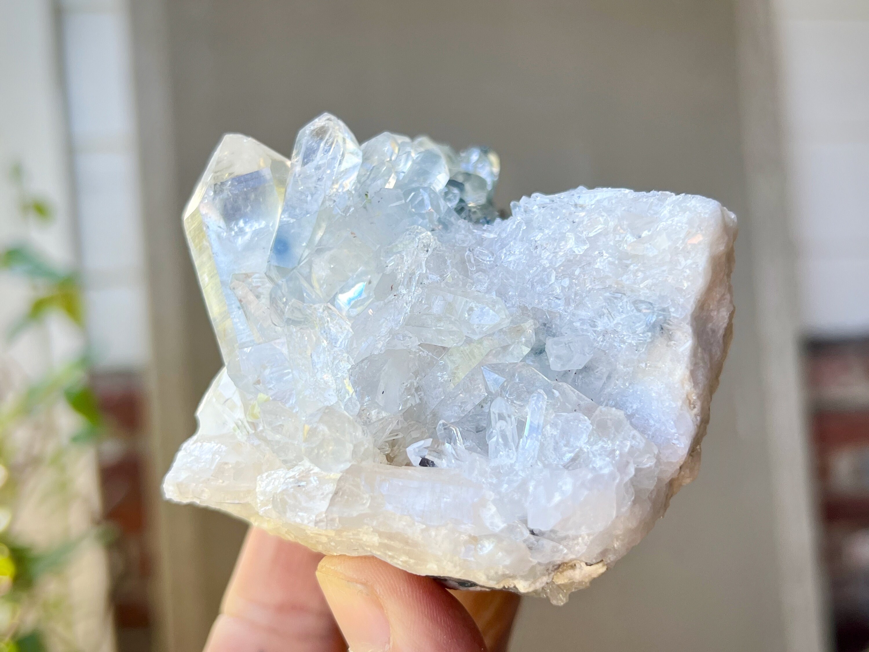 Blue Tara Quartz Cluster with Vibrant Blue Riebeckite Inclusions, New ...