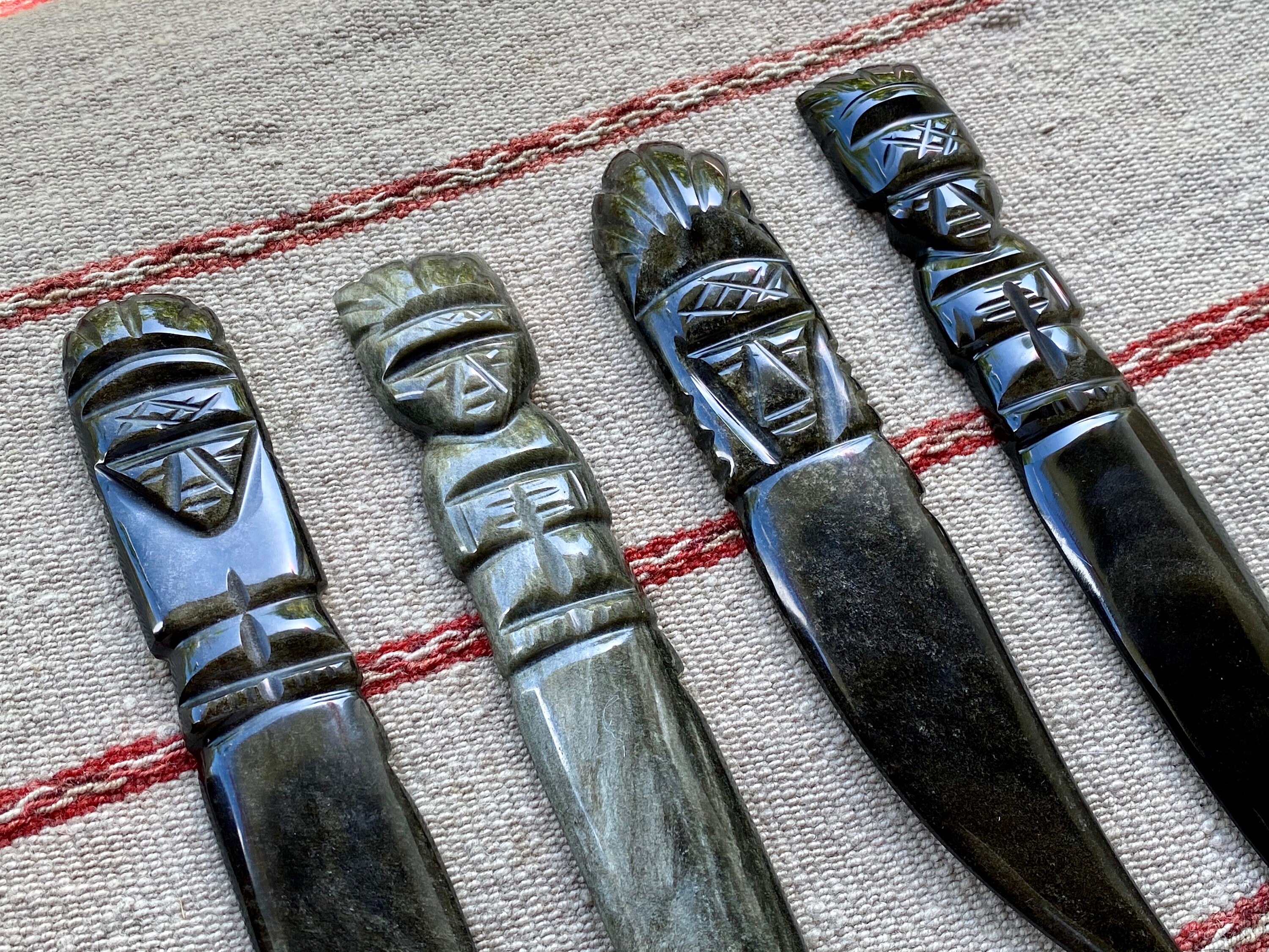 Ceremonial Dagger, Silver Sheen Obsidian Dagger, Mayan Athame ...