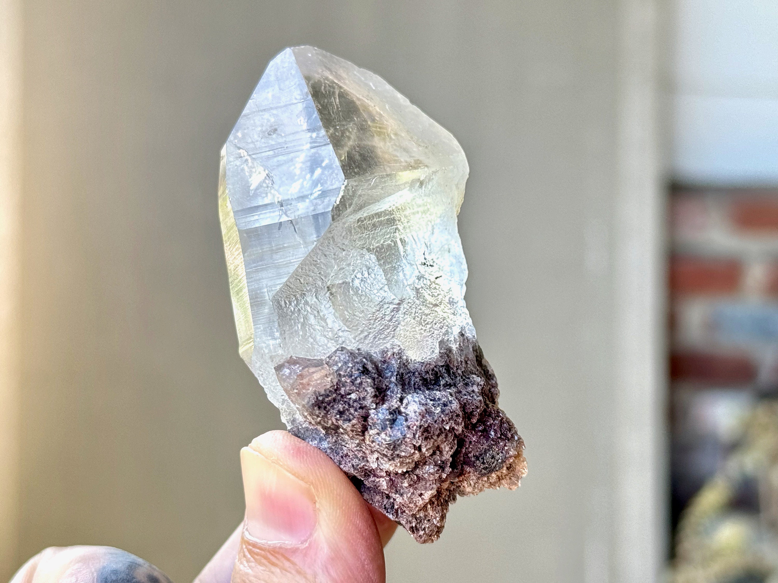 Samadhi Quartz with Black Tourmaline and Mild Pink Hematite, Himalayan ...