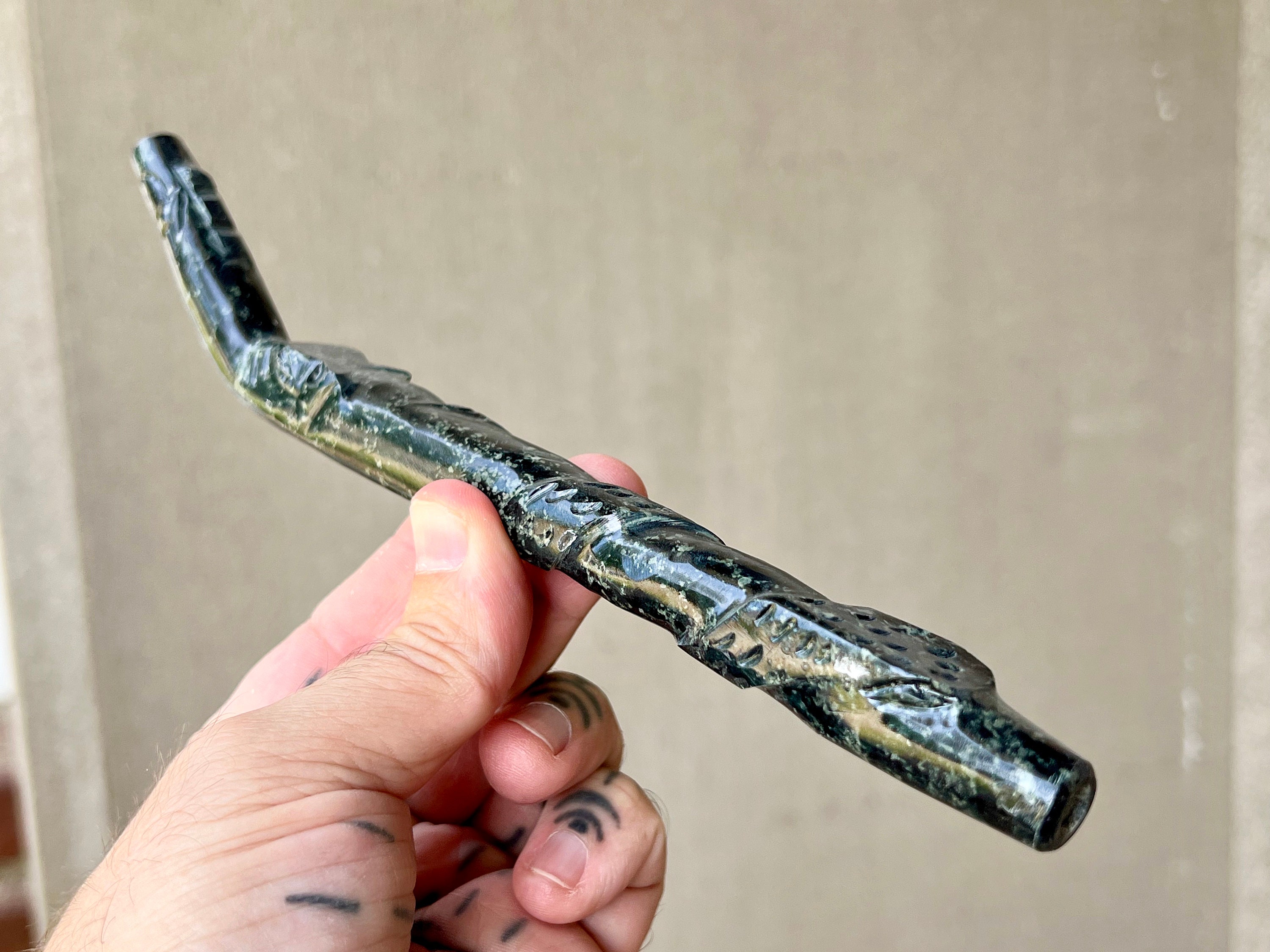 Serpent Tepi Pipe with Puma and Condor (Incan Trilogy), Carved Stone ...