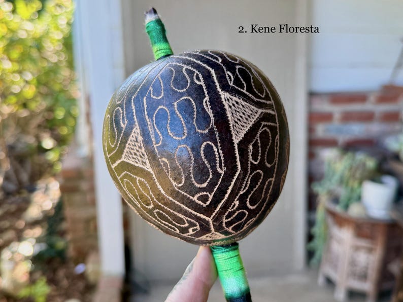 Shaman Rattle From Peru, Large Shipibo Gourd Rattle for Shamanic ...