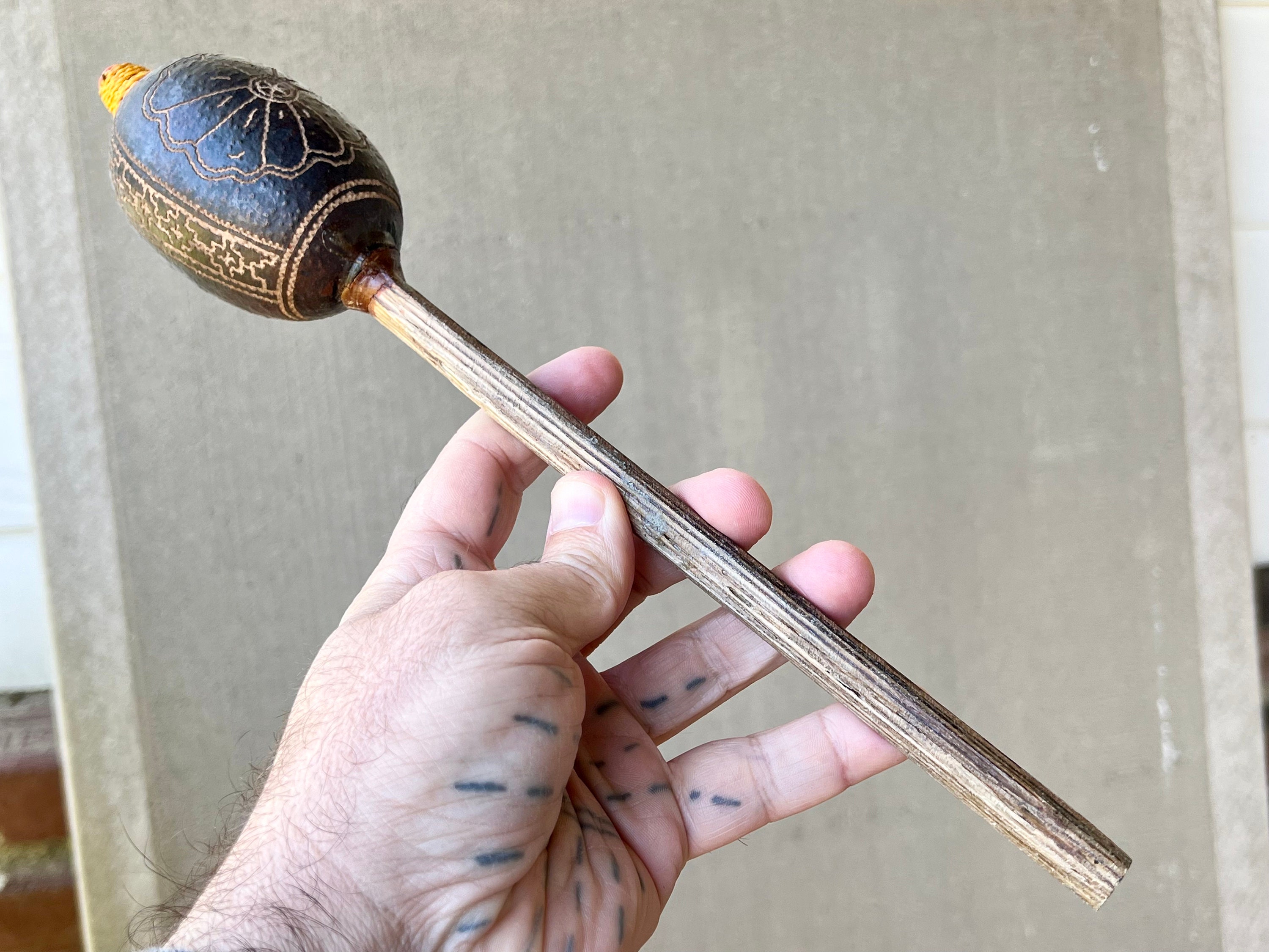 Shaman Rattle Traditional Shipibo Rattle For Shamanic Plant Medicine Ceremony Amazonian Gourd