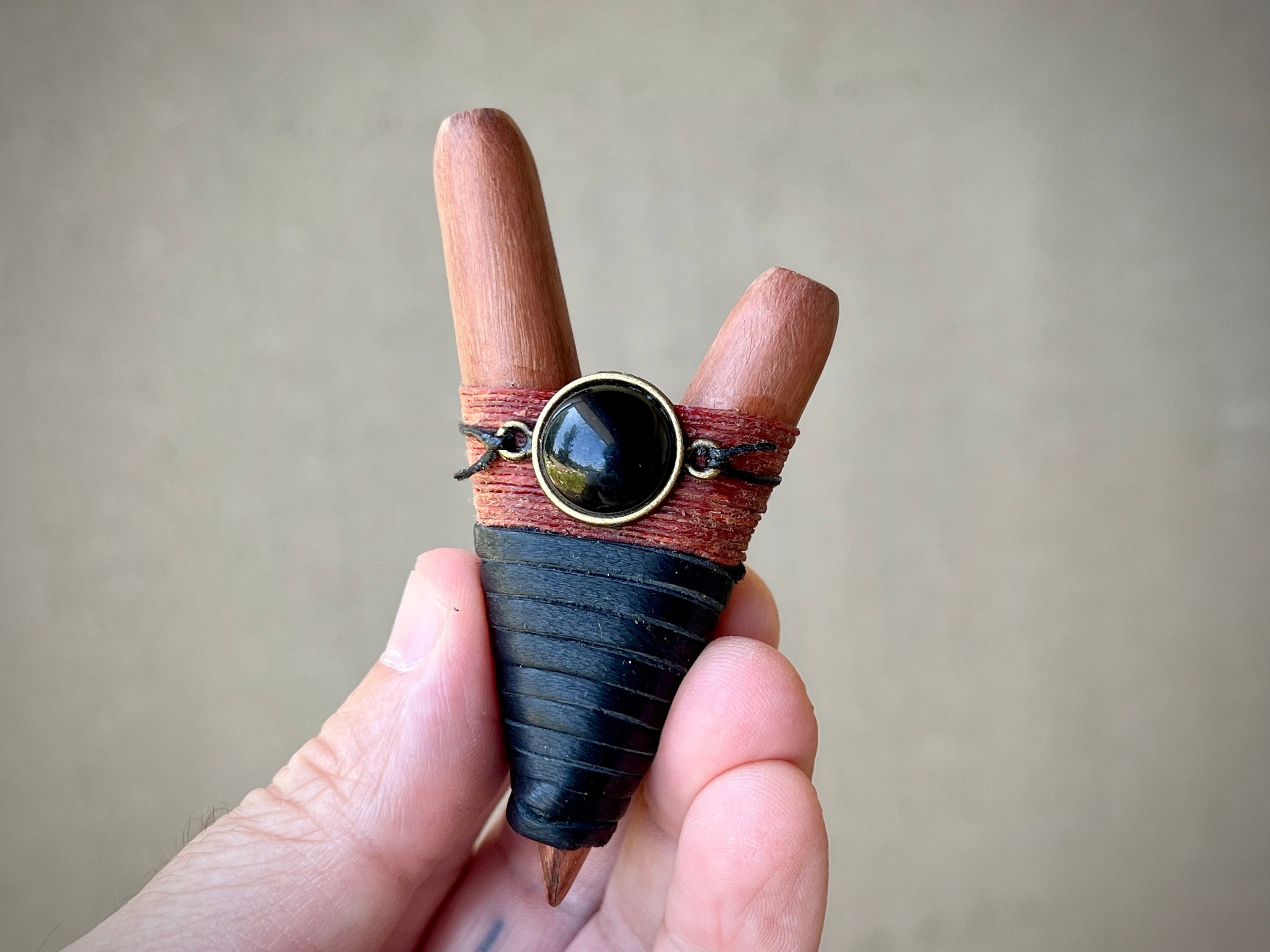 Kuripe with Black Onyx, Solid Wood Kuripe, shamanic snuff self ...