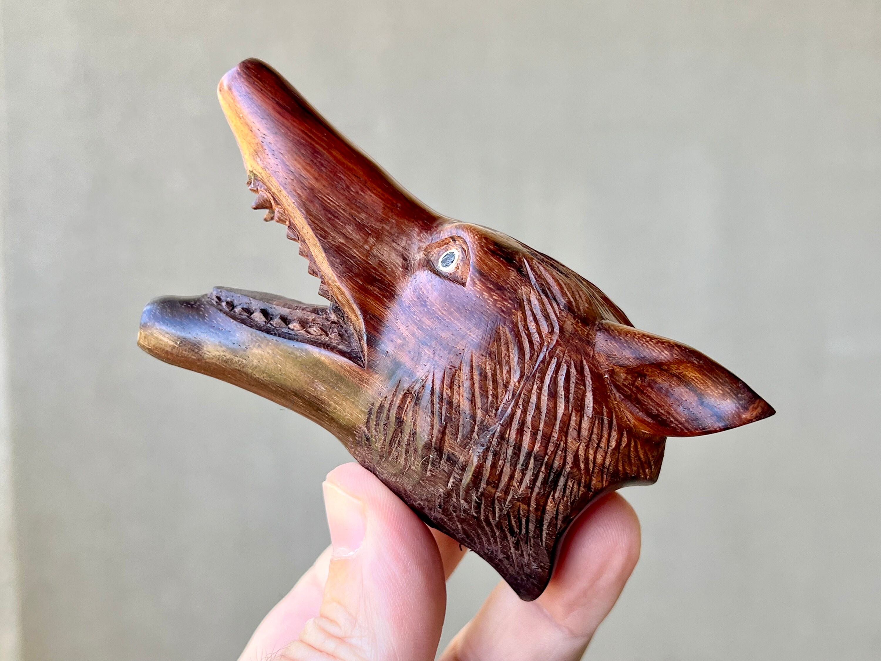 Wolf Kuripe, Solid Wood Single Block Kuripe, Hand Carved Shamanic Self ...