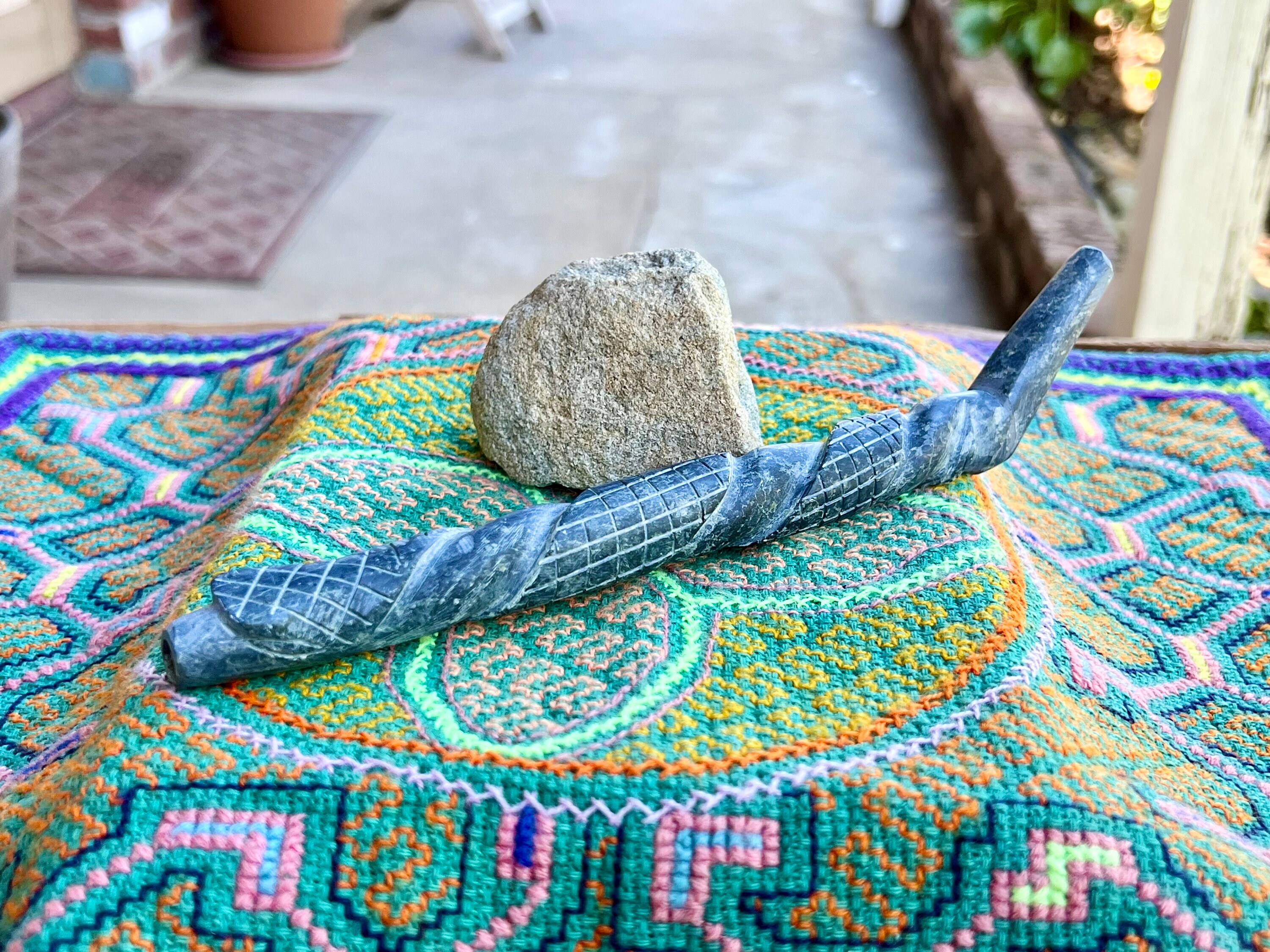 Stone Tepi Pipe, Andean Serpent Totem Tepi, Hand Carved from Stone in ...
