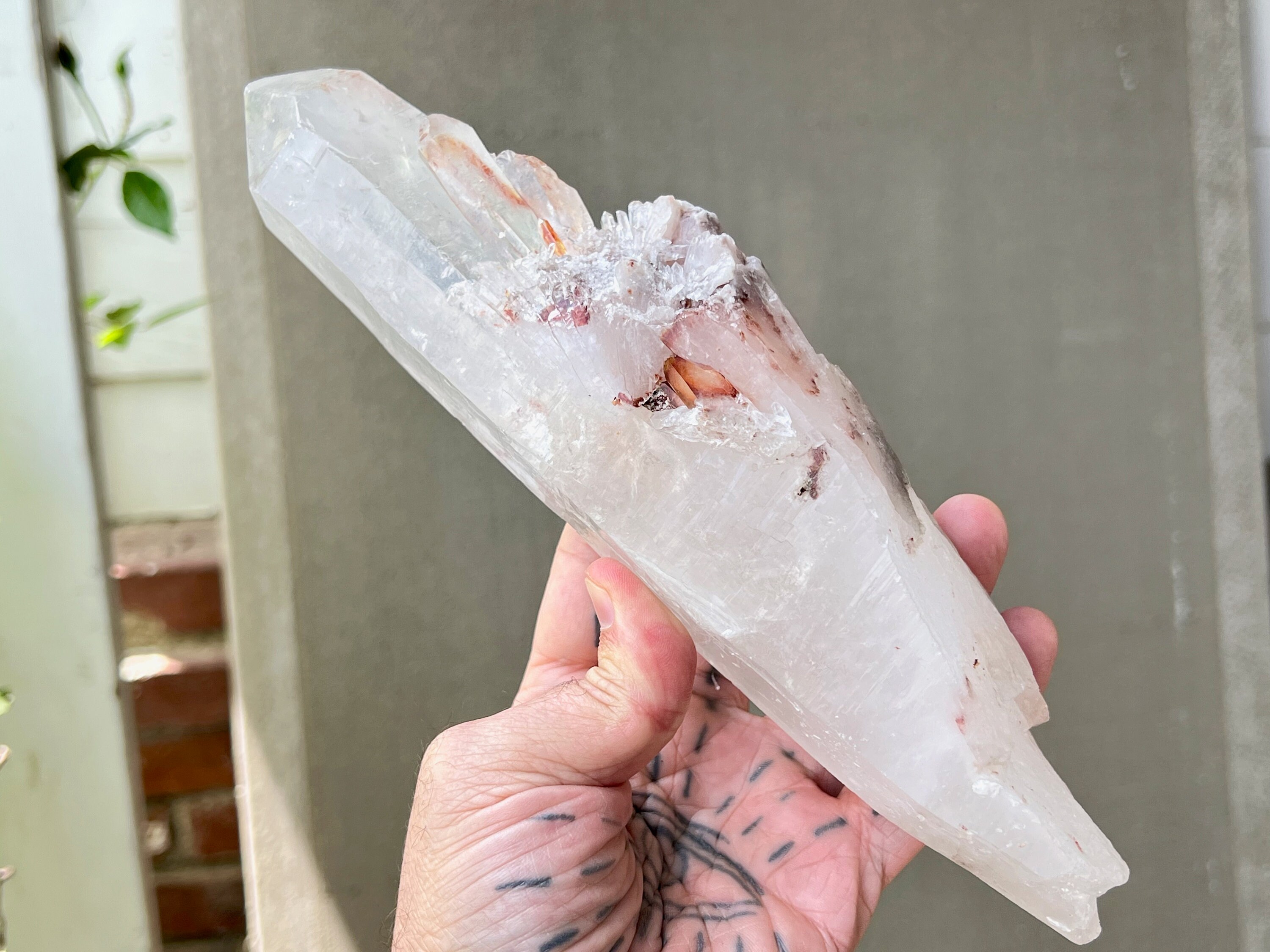 Giant Diamantina Laser Quartz Wand with Red Hematite, 10 Tall, Isis ...