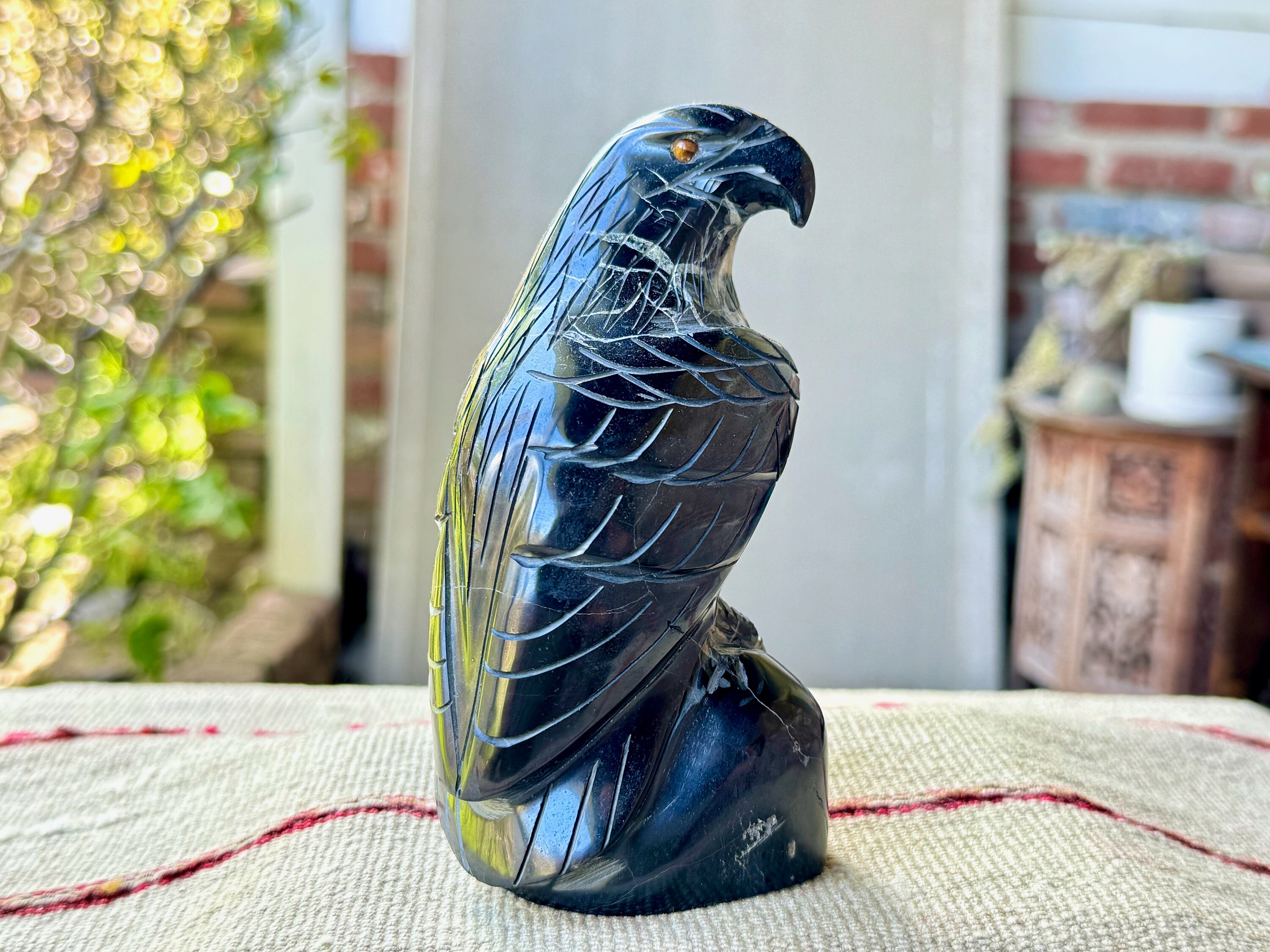 Andean Eagle Statue by Peruvian Artist Ozwaldo Perez, Hand Carved from ...