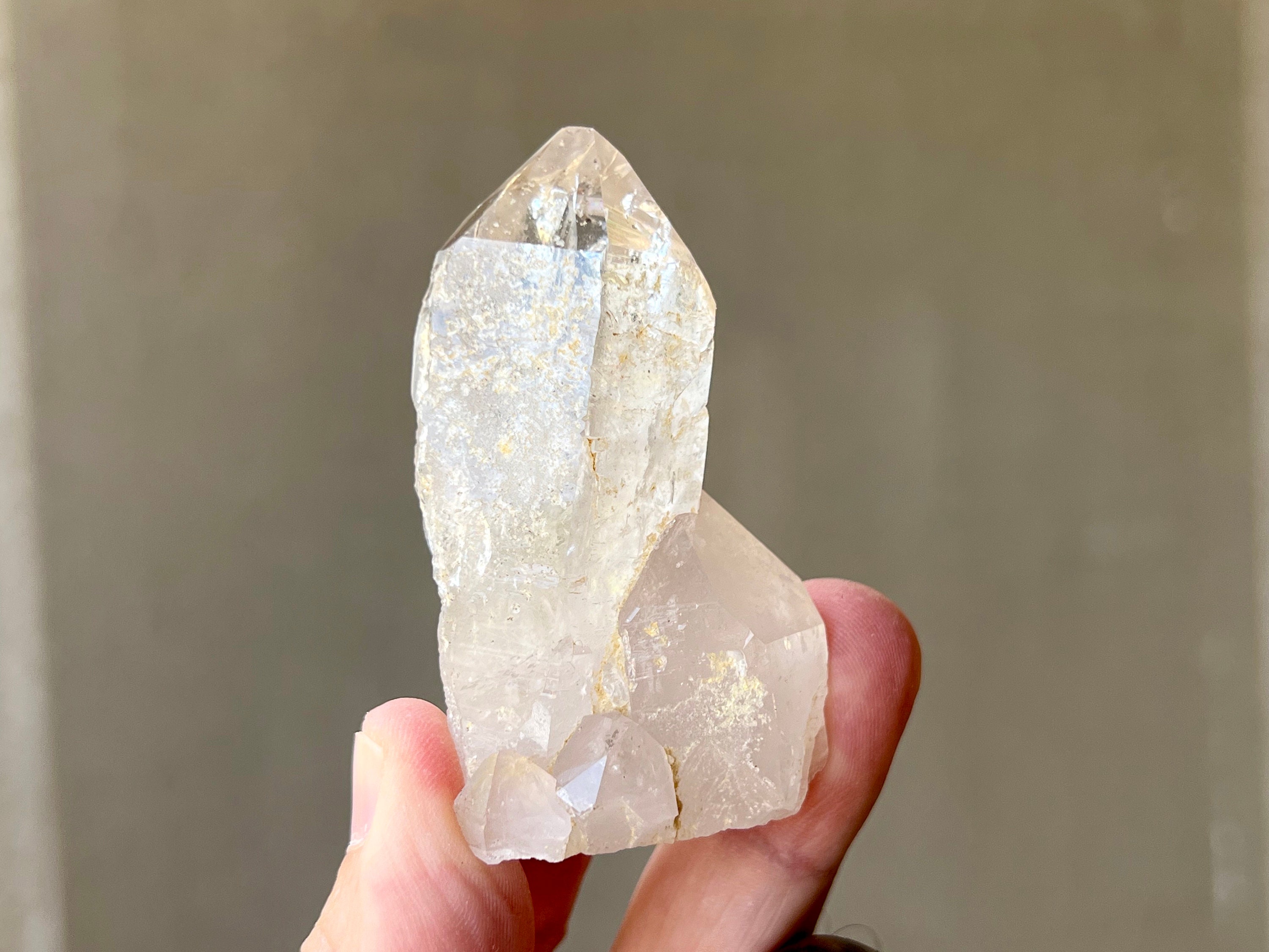 Elestial Quartz with Frosty White Kaolinite Inclusion, Mother and Child ...