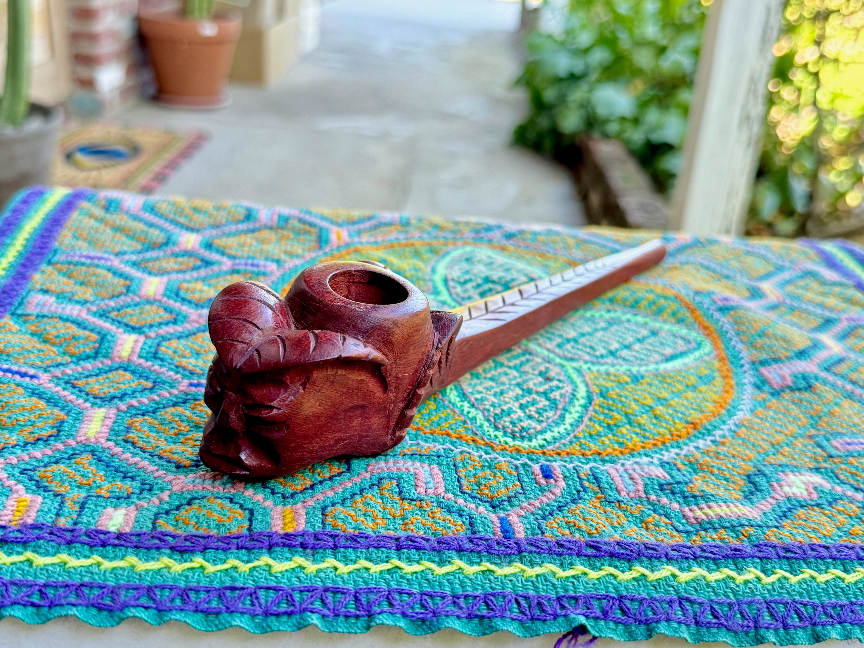 Mapacho Pipe by Peruvian Artist Juan Civis, Traditional Shipibo Pipe ...