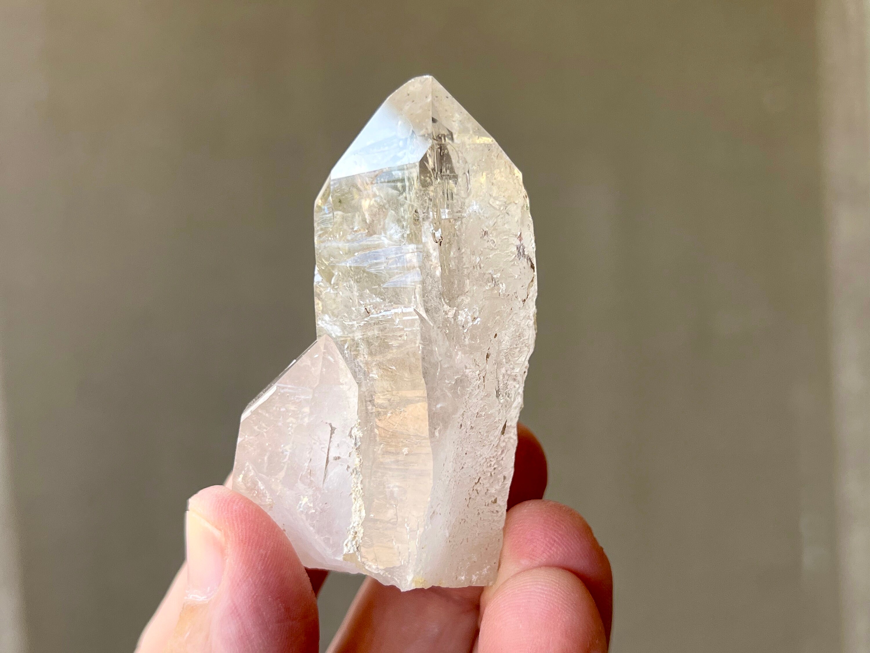 Elestial Quartz with Frosty White Kaolinite Inclusion, Mother and Child ...