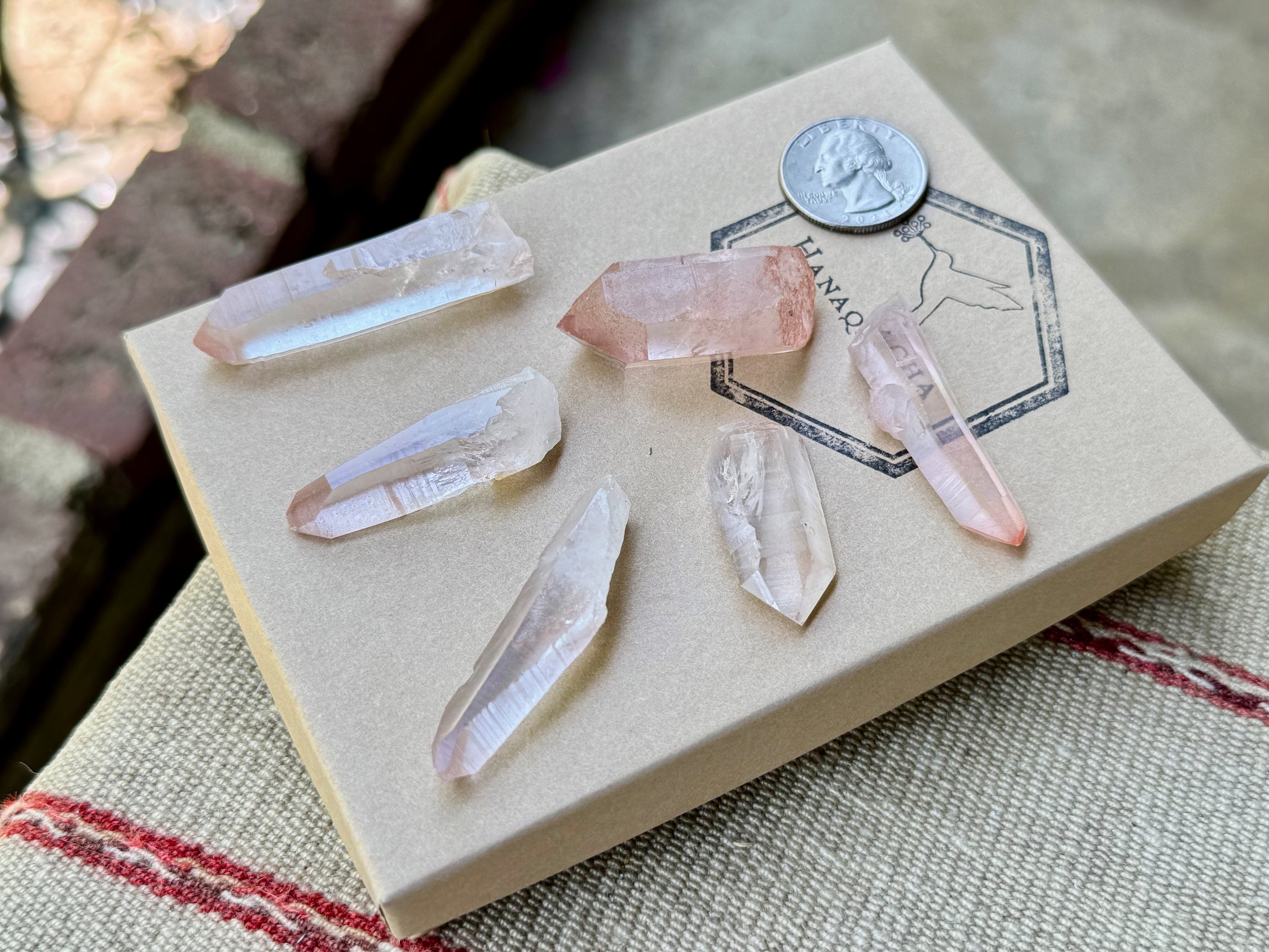 Pink Lemurian Quartz Crystal Lot, 6 Pieces, Old Find, Serra do Cabral ...
