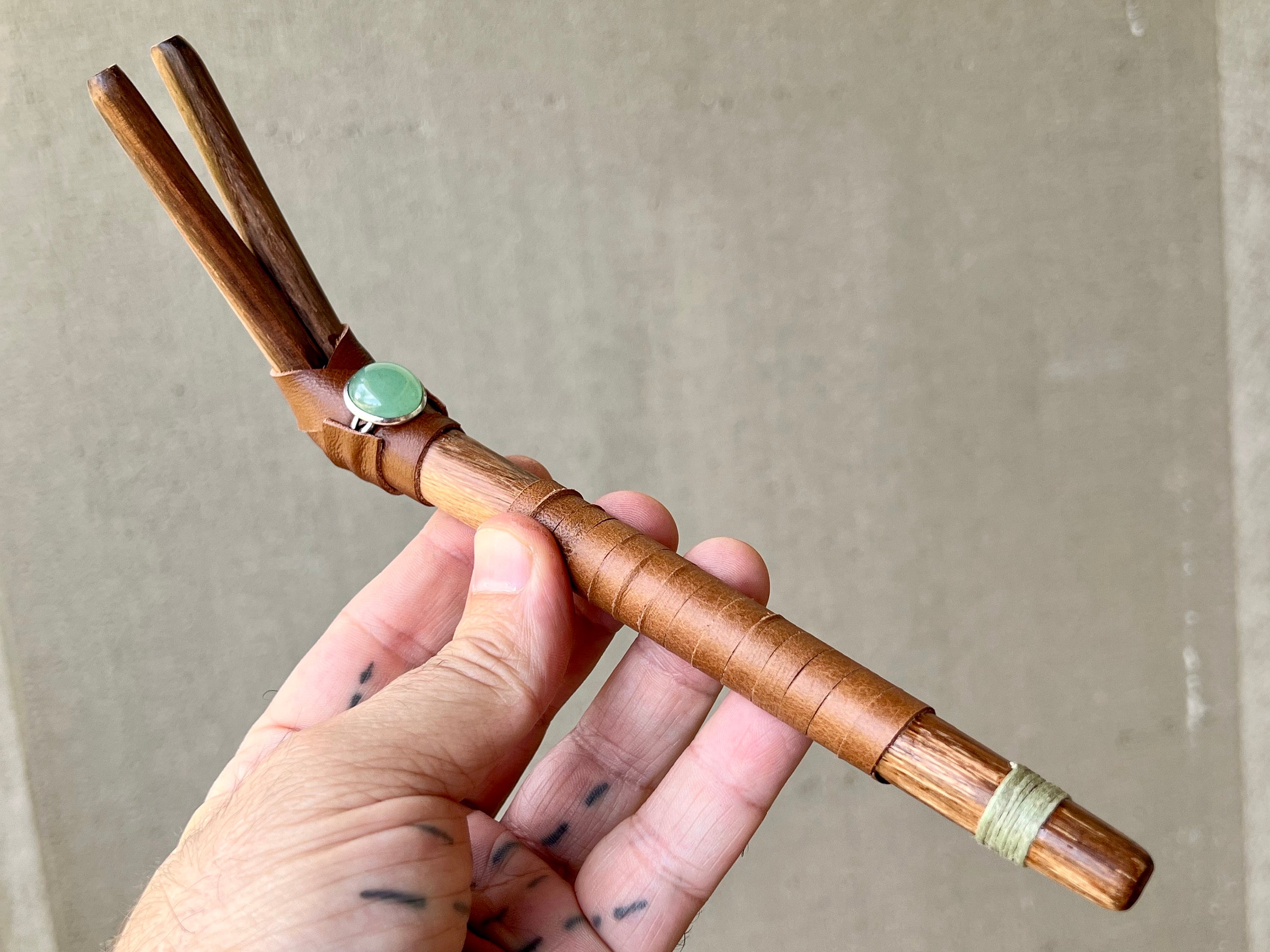 Double Tepi (kuripe) pipe with Aventurine, Dark Wood Tepi, shamanic ...