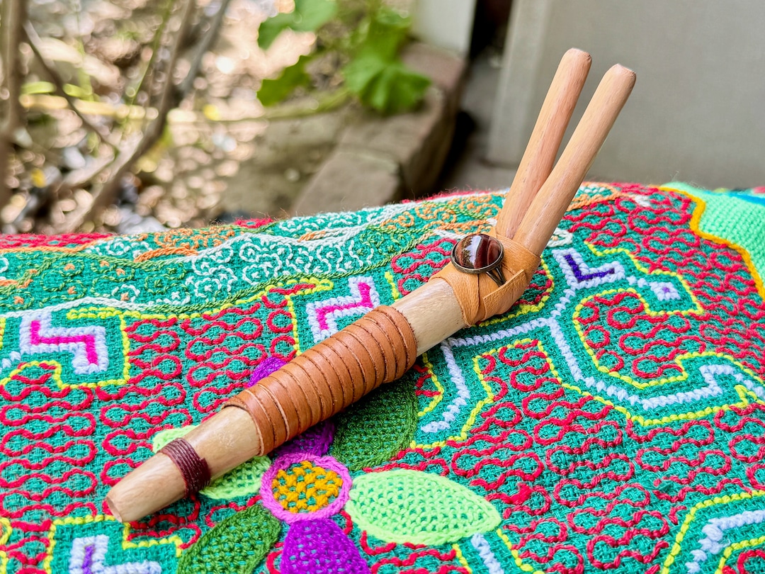 Double Tepi Pipe With Vibrant, Red Tiger's Eye, Natural Teak Wood ...
