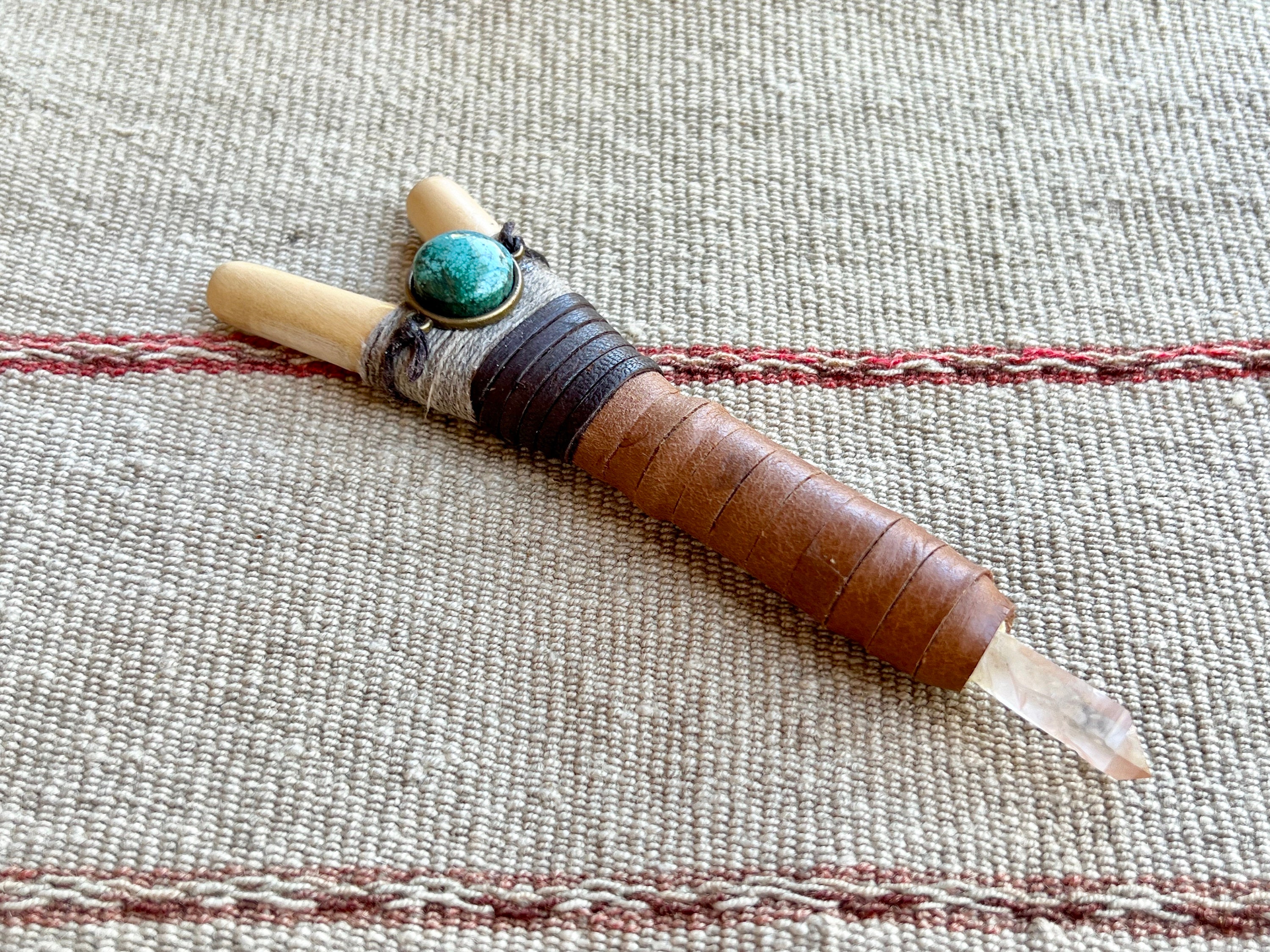 Kuripe, Single Block Kuripe with Chrysocolla and Pink Lemurian Quartz ...