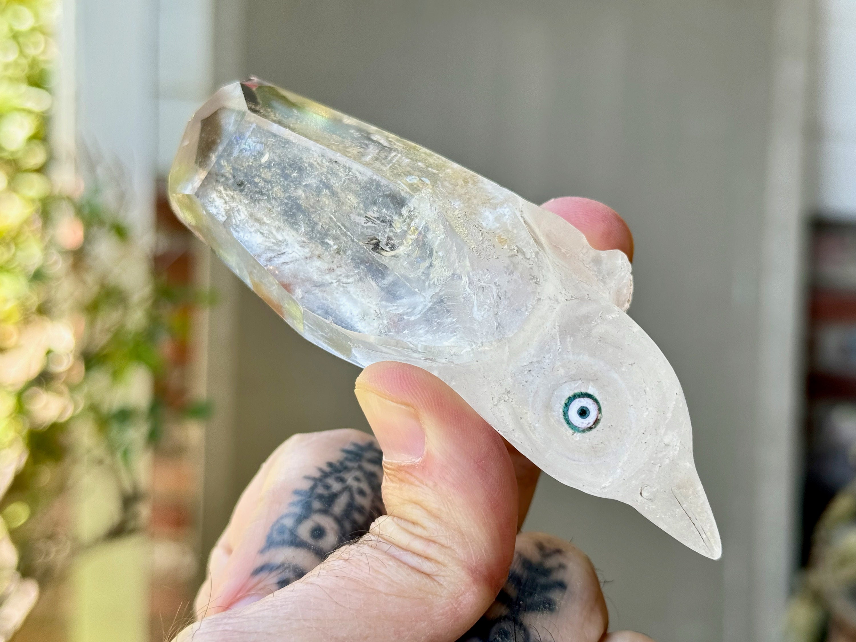 Quartz Crystal Hummingbird by Peruvian Artist Ruben Layme, Hand Carved ...