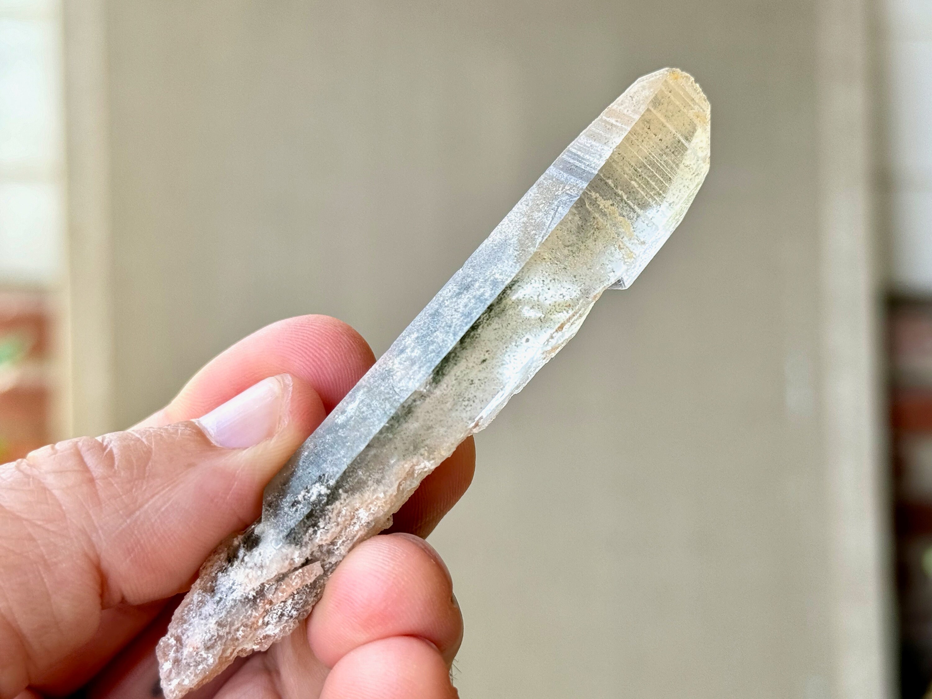 Lemurian Quartz with Key Imprint and Green Chlorite Inclusion, Old Find ...