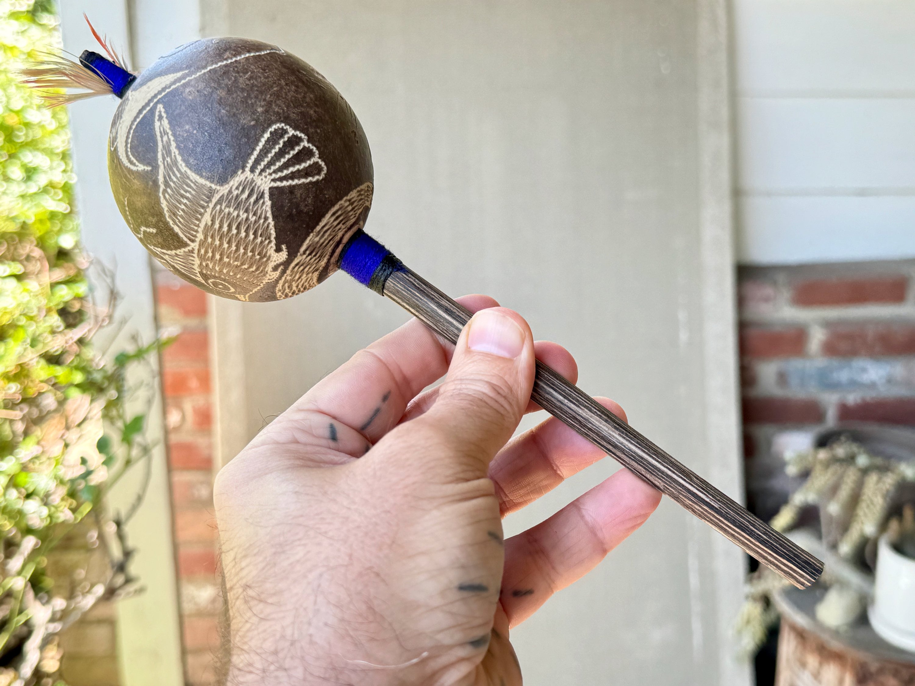 Shaman Rattle with Condor, Jaguar, Hummingbird and Serpent, Traditional ...