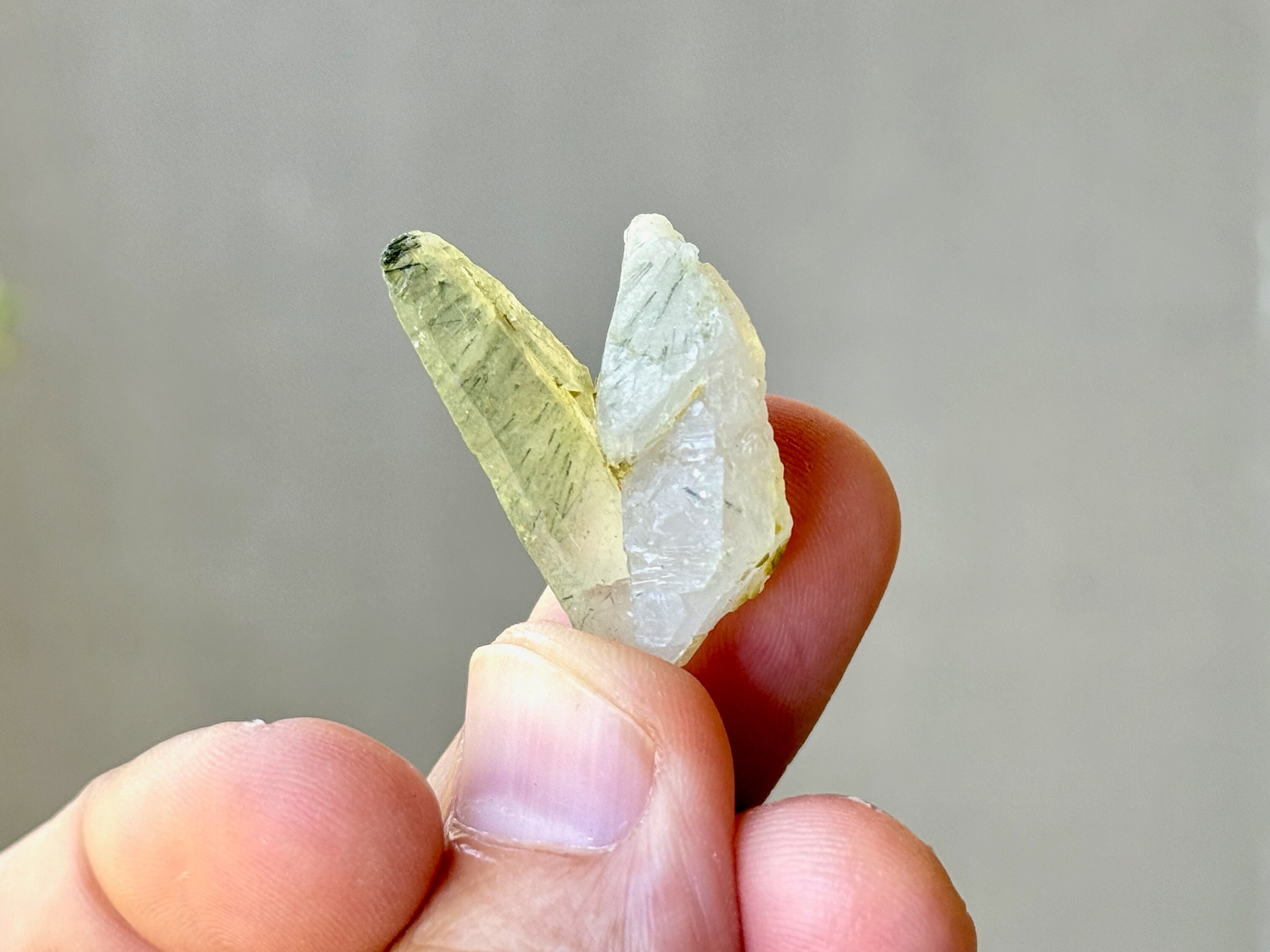 Green Chlorite Quartz Lot with Rare Actinolite Inclusions, 5 Pieces ...