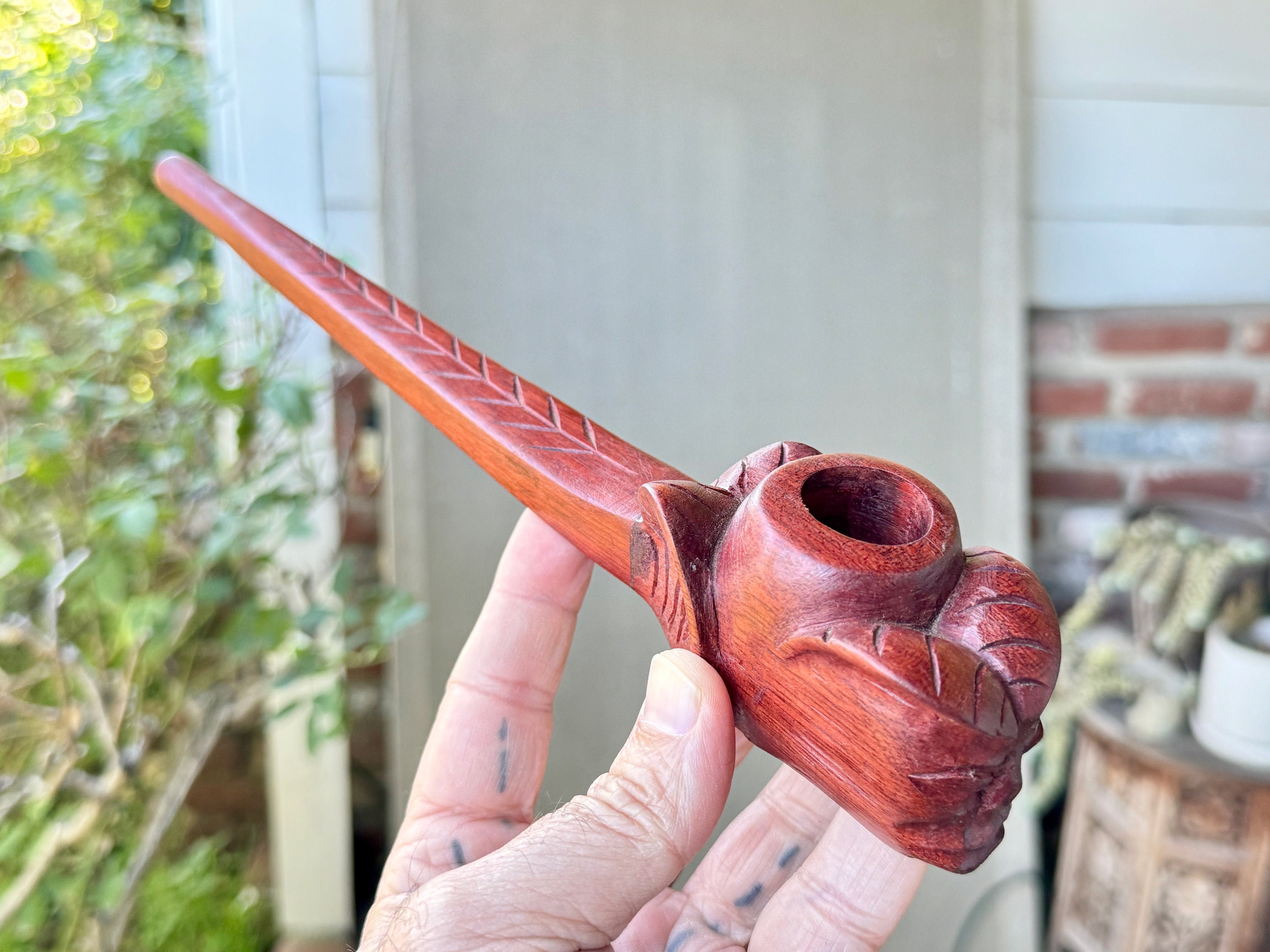 Mapacho Pipe by Peruvian Artist Juan Civis, Traditional Shipibo Pipe ...