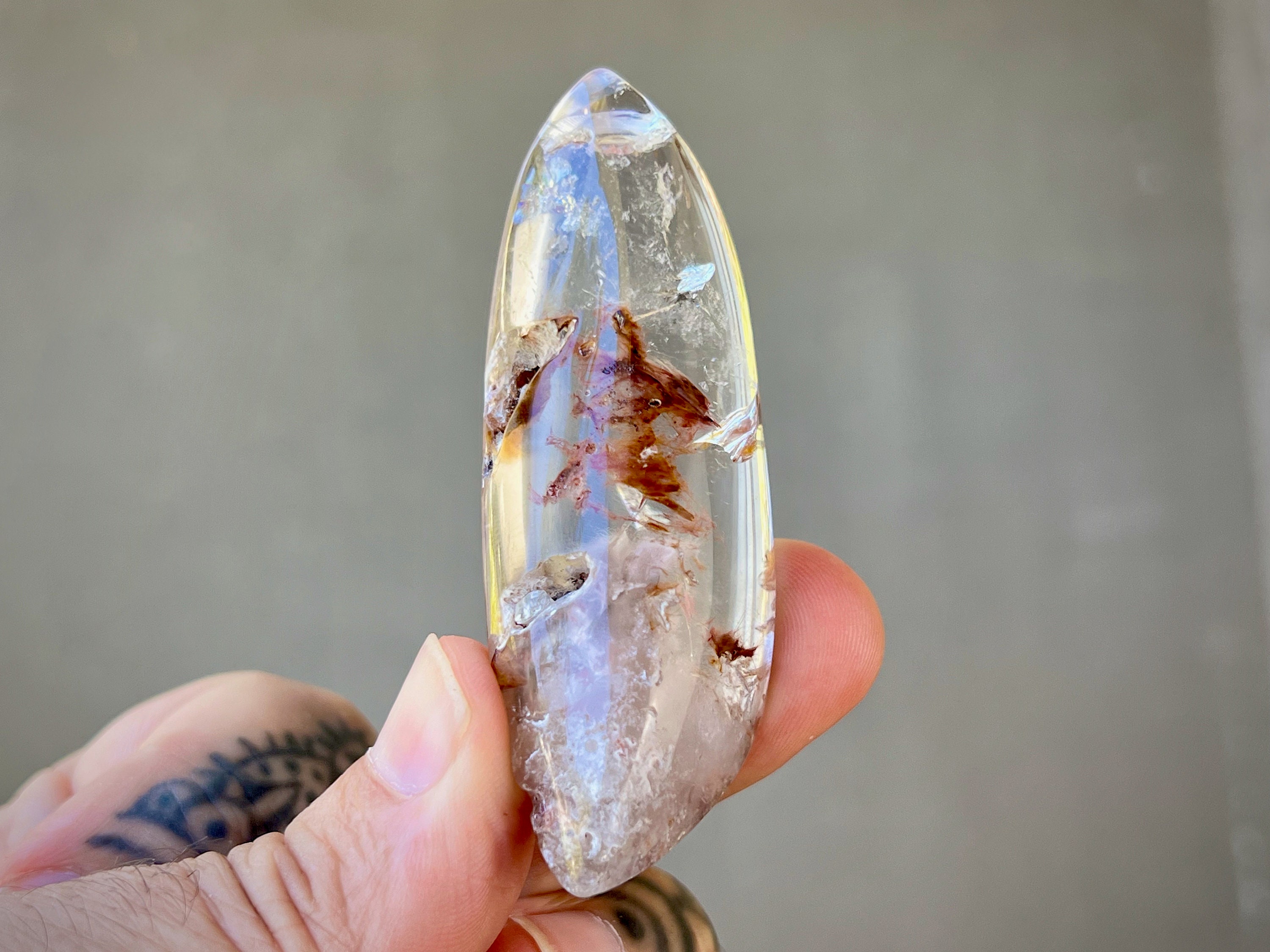 Quartz Crystal Ovular Dome with Dark Red Hematite Inclusions, Water ...