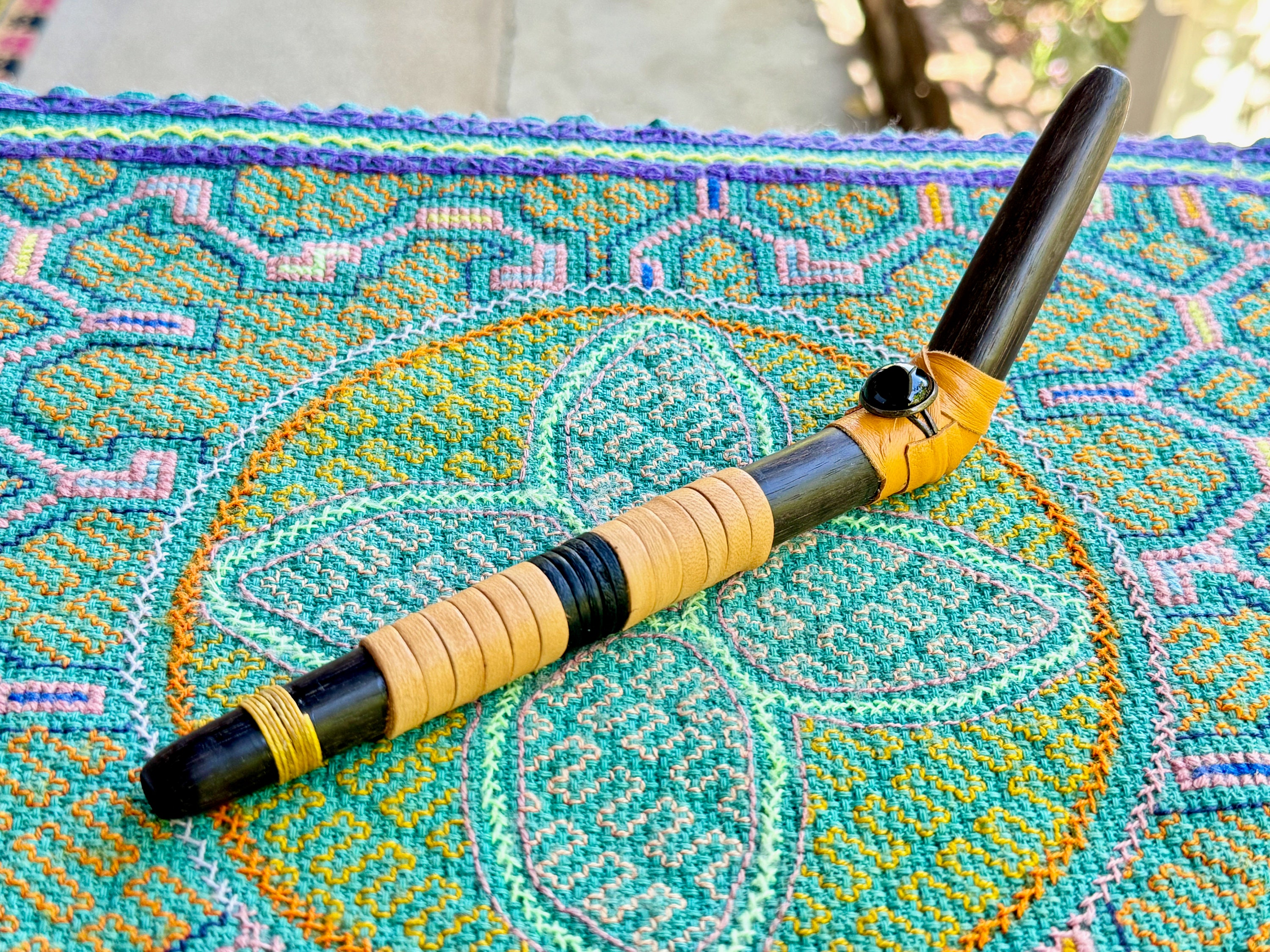 Tepi Pipe with Black Onyx, Natural Dark Wood Tepi Pipe, Handcrafted ...