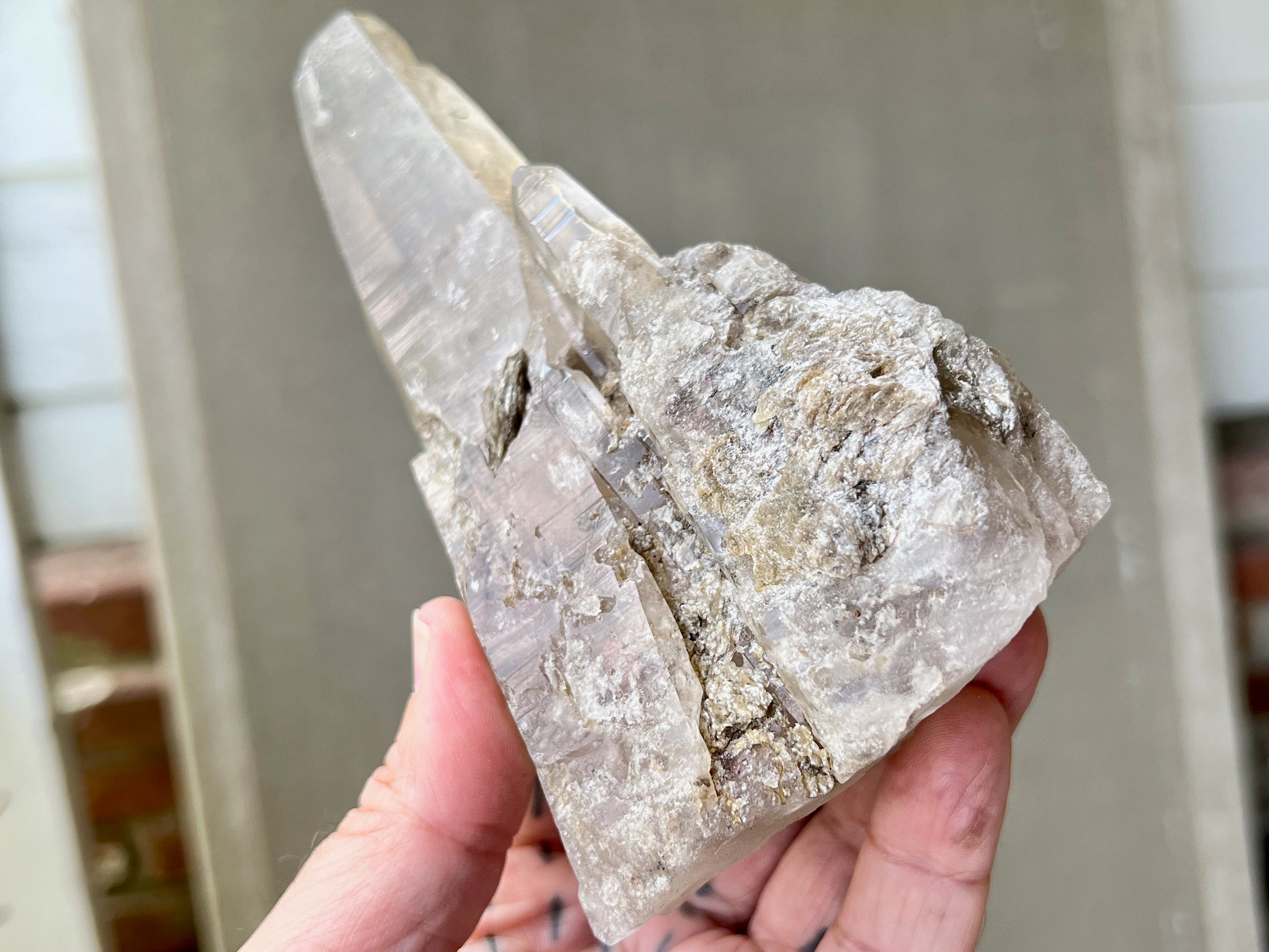 Laser Quartz Crystal with Golden Mica Inclusion and Lemurian Lines, New ...