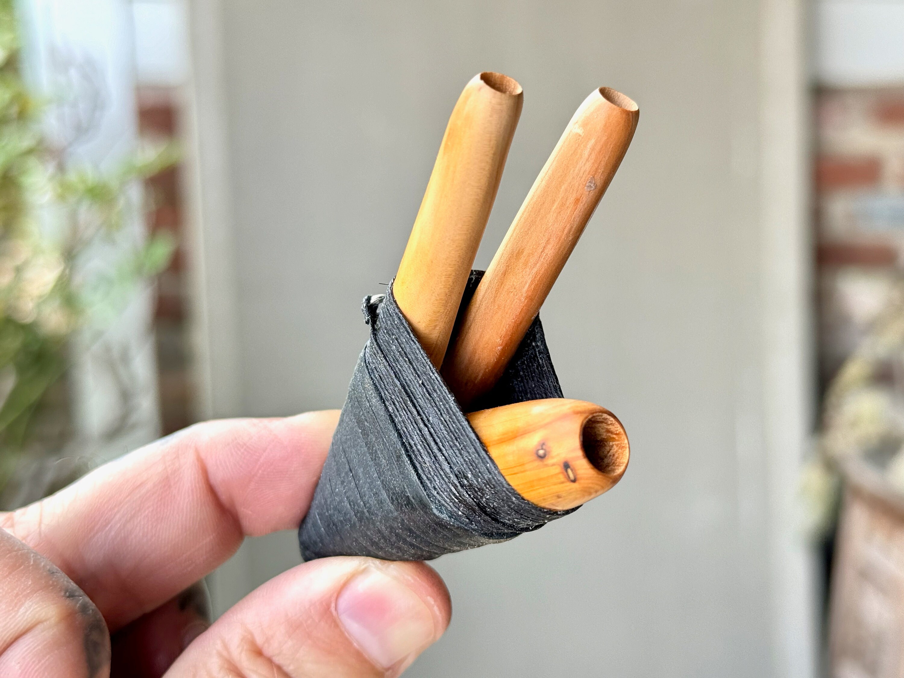 Double Kuripe Pipe, Handcrafted Natural Wood Double Barrel Kuripe with ...